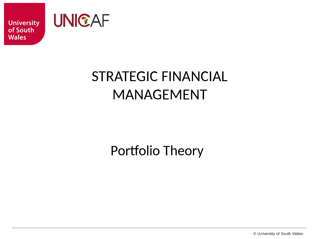 Portfolio Theory Lecture Docsity