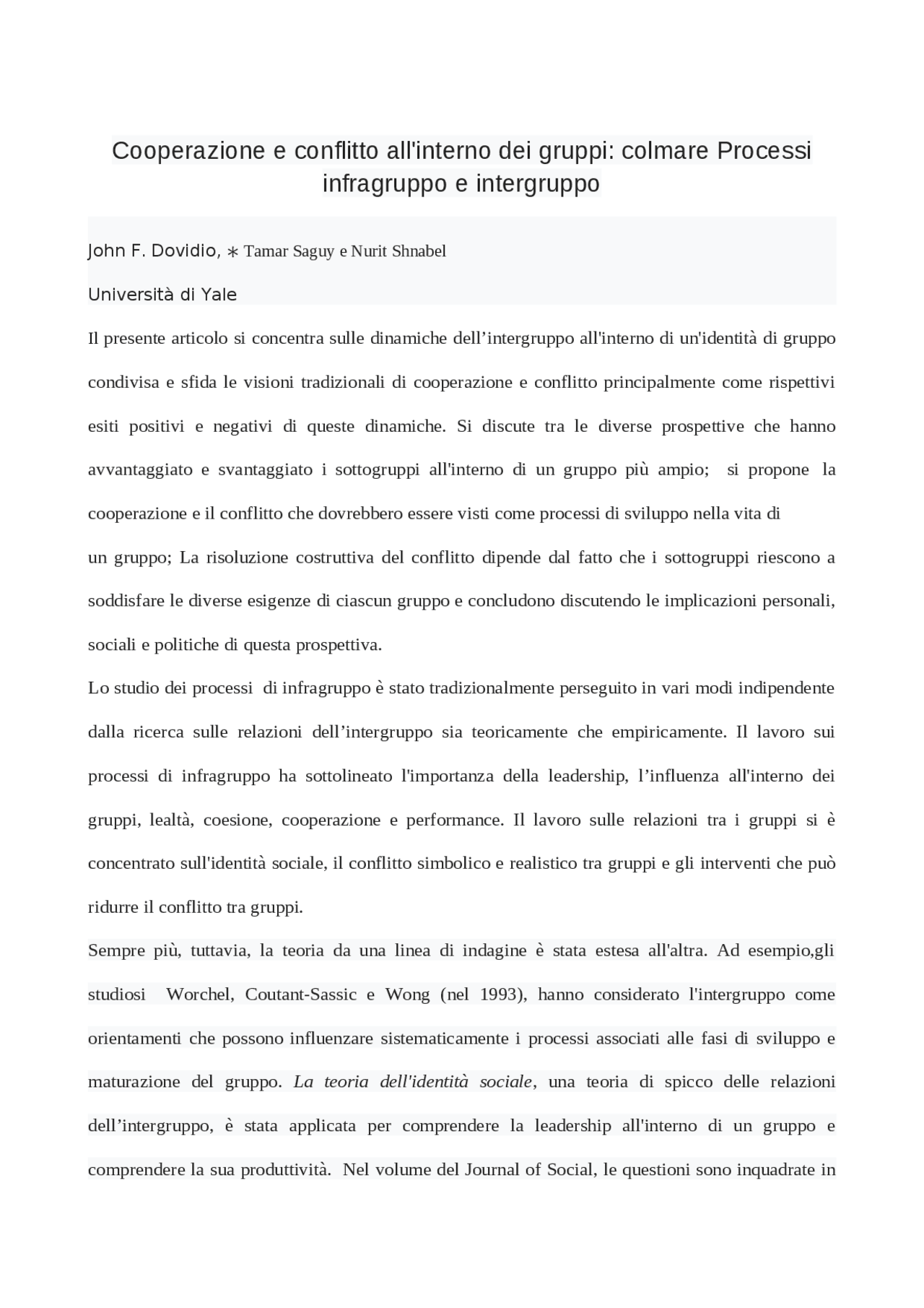 Cooperazione E Conflitto Con I Gruppi Collegamento Tra Processi