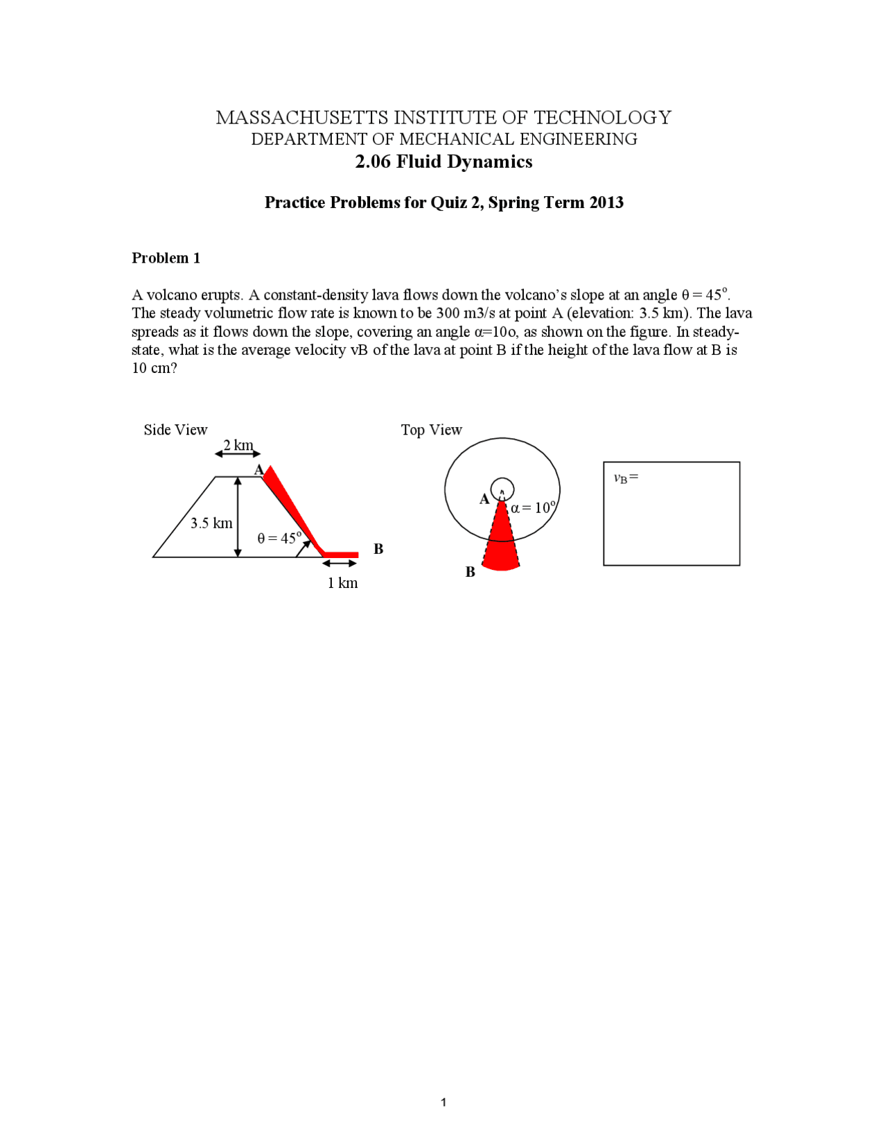Fluid Dynamics Quiz 2 Practice Problems Docsity