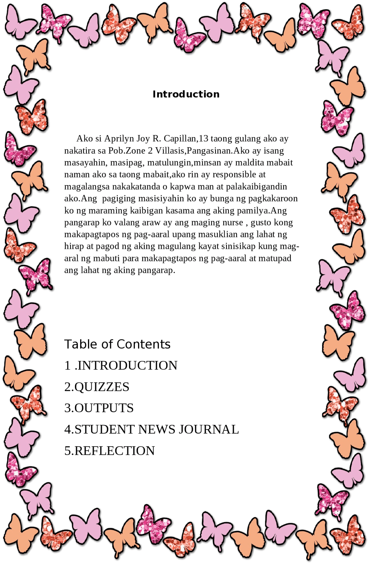 Reflection about myself - Docsity