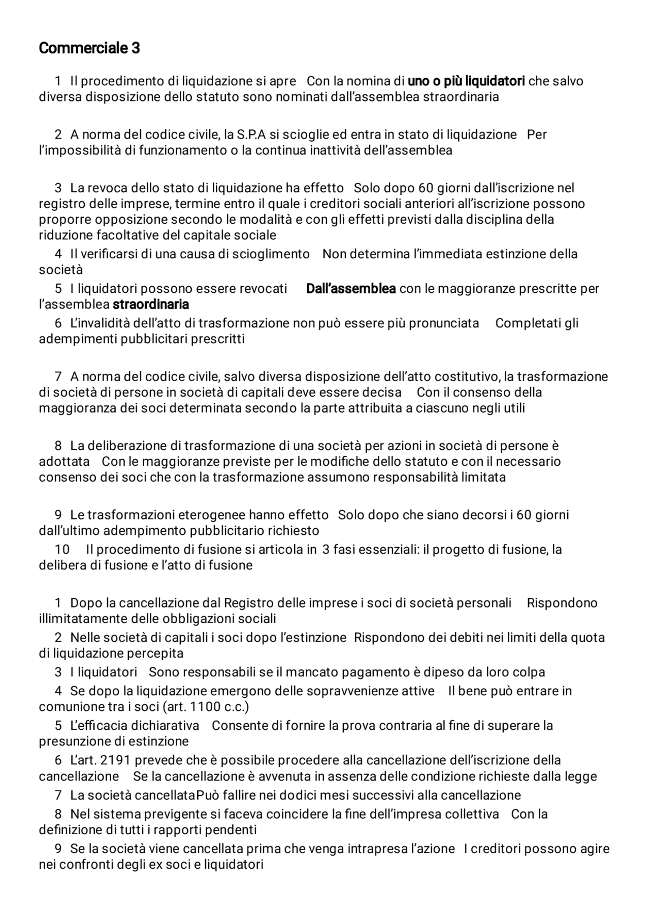 Domande e risposte (3) diritto commerciale Pegaso - Docsity