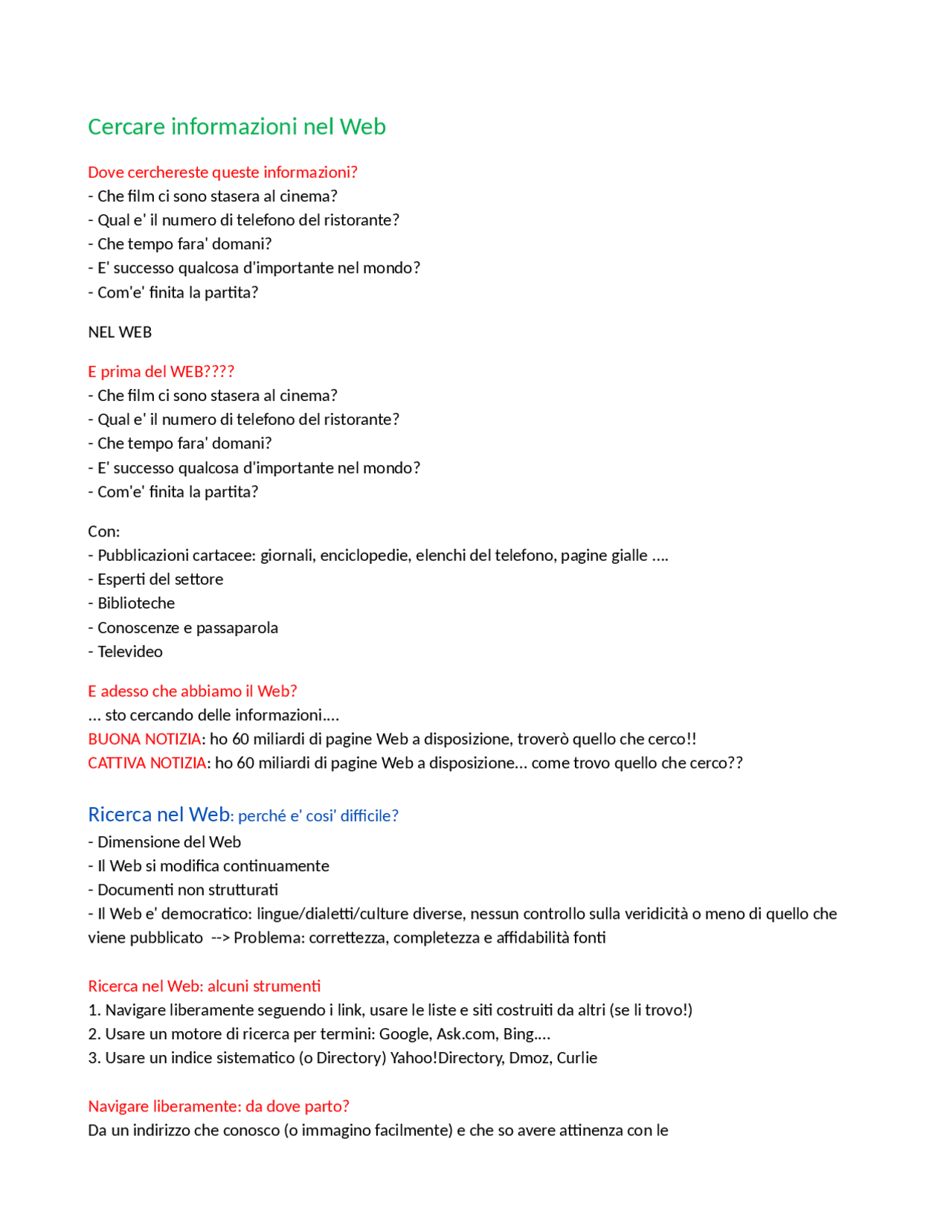 Motori di Ricerca e Ricerca nel Web - Docsity