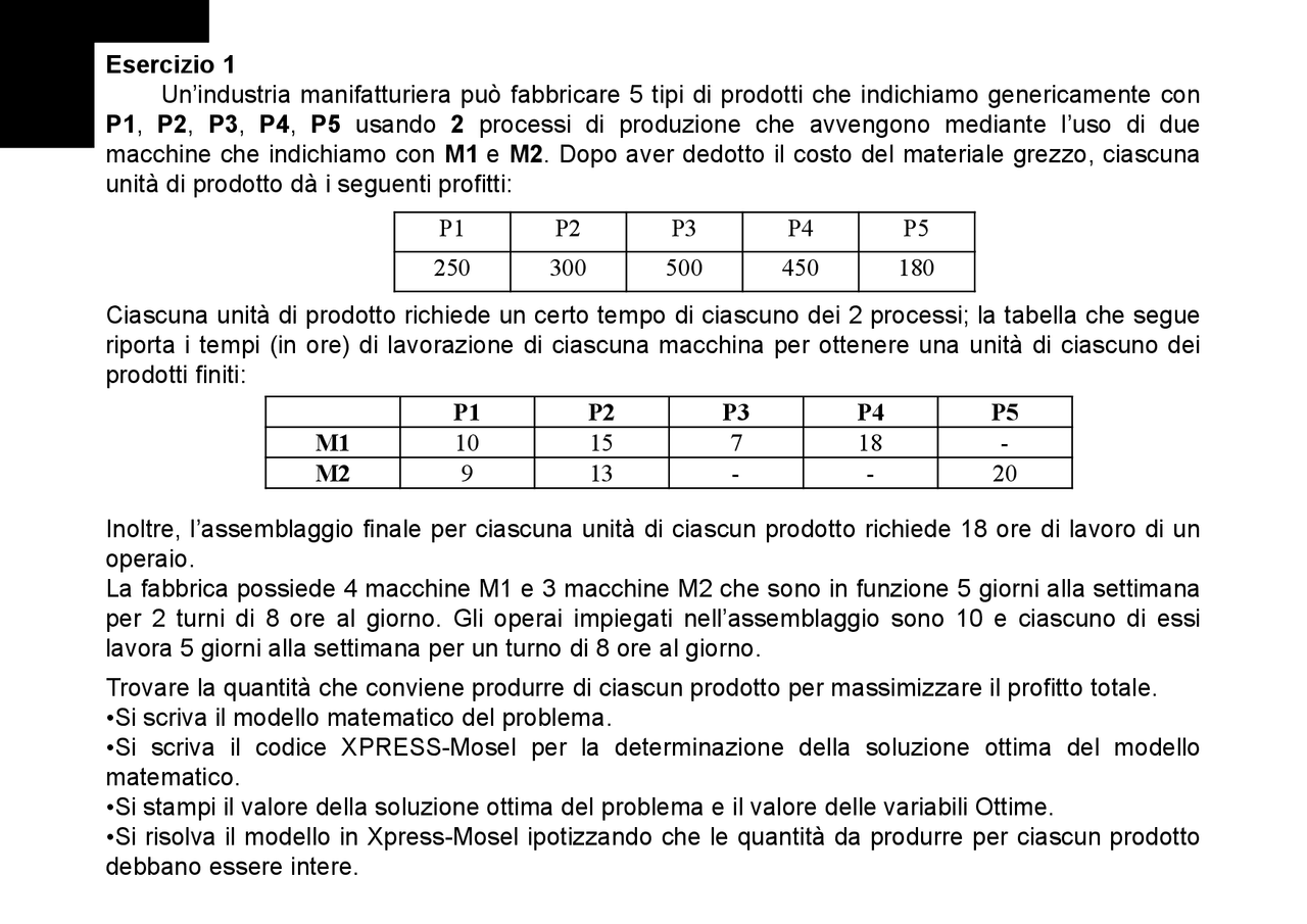 Programmazione Lineare Ricerca Operativa Docsity