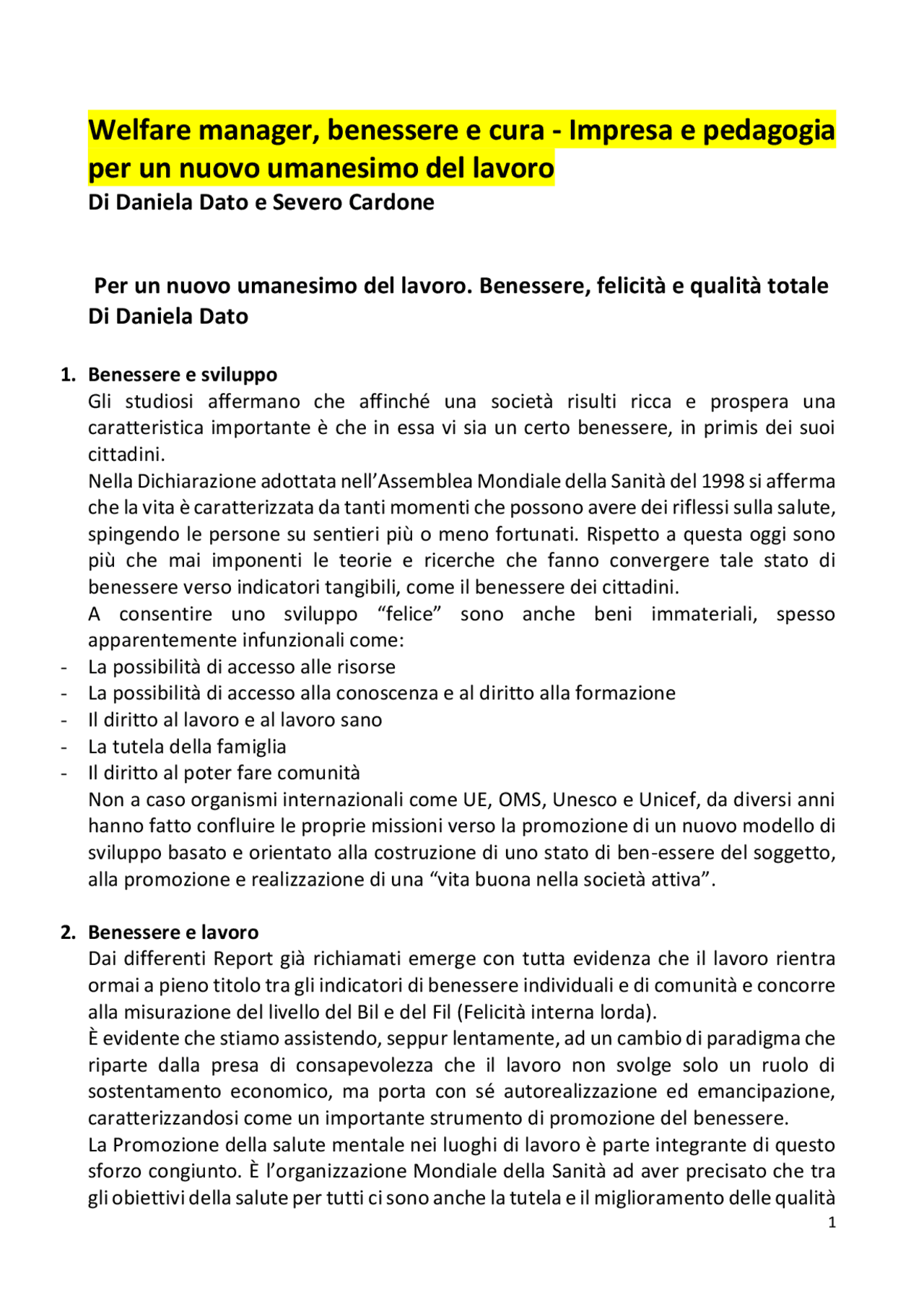 Welfare manager, benessere e cura - Impresa e pedagogia per un nuovo ...