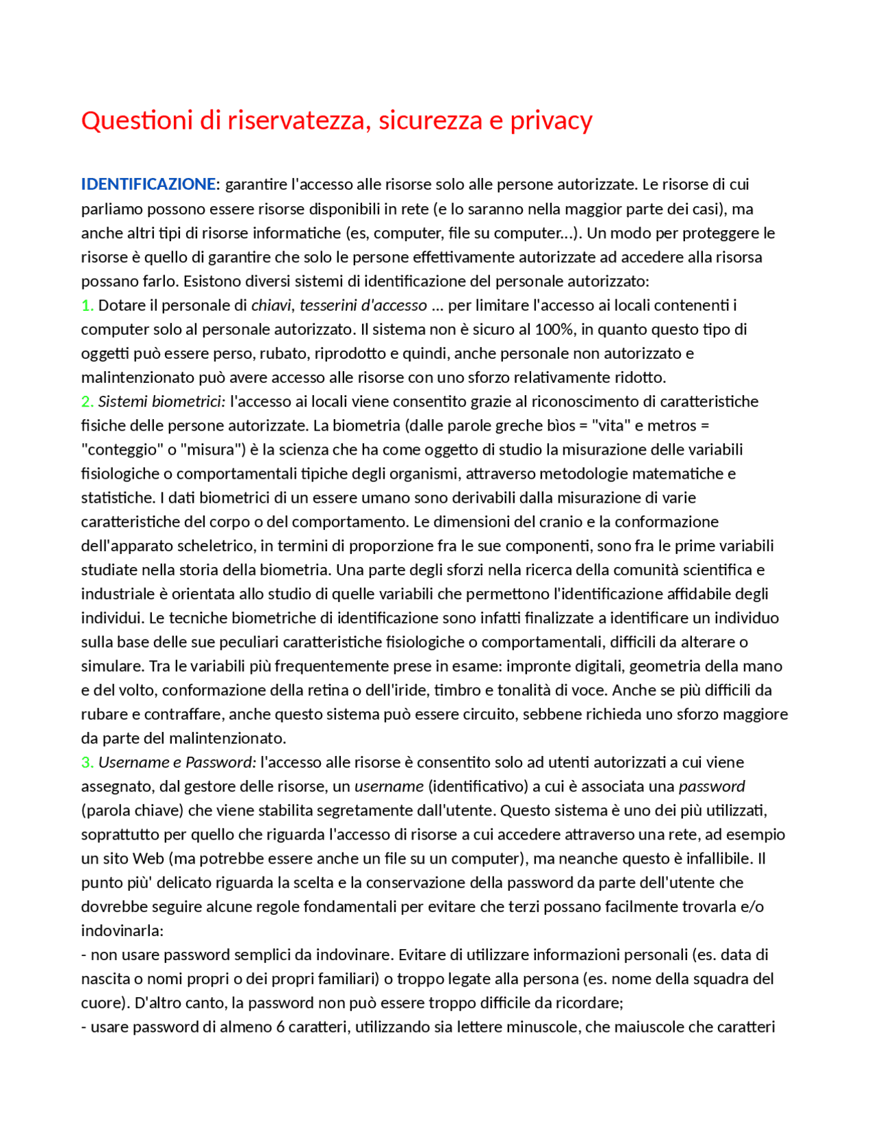 Sicurezza E Privacy Docsity