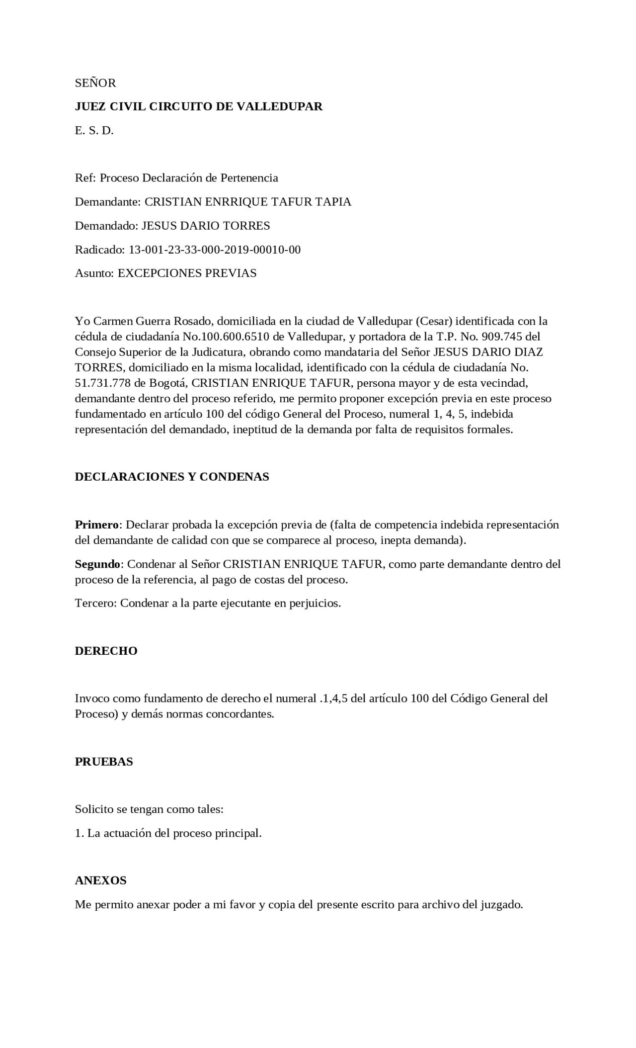 excepciones previas | Guías, Proyectos, Investigaciones de Derecho ...
