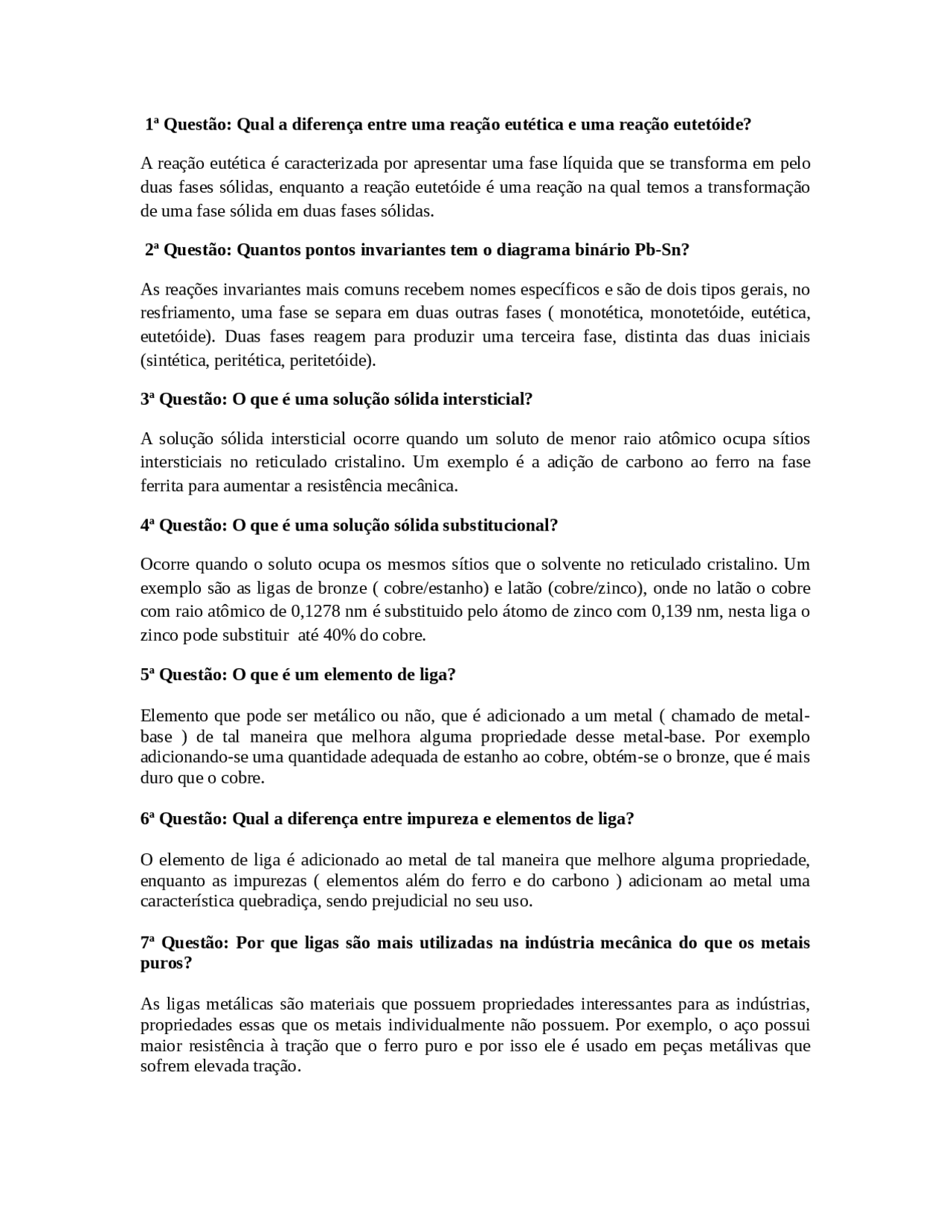 Exercícios De Ciências Dos Materiais Docsity