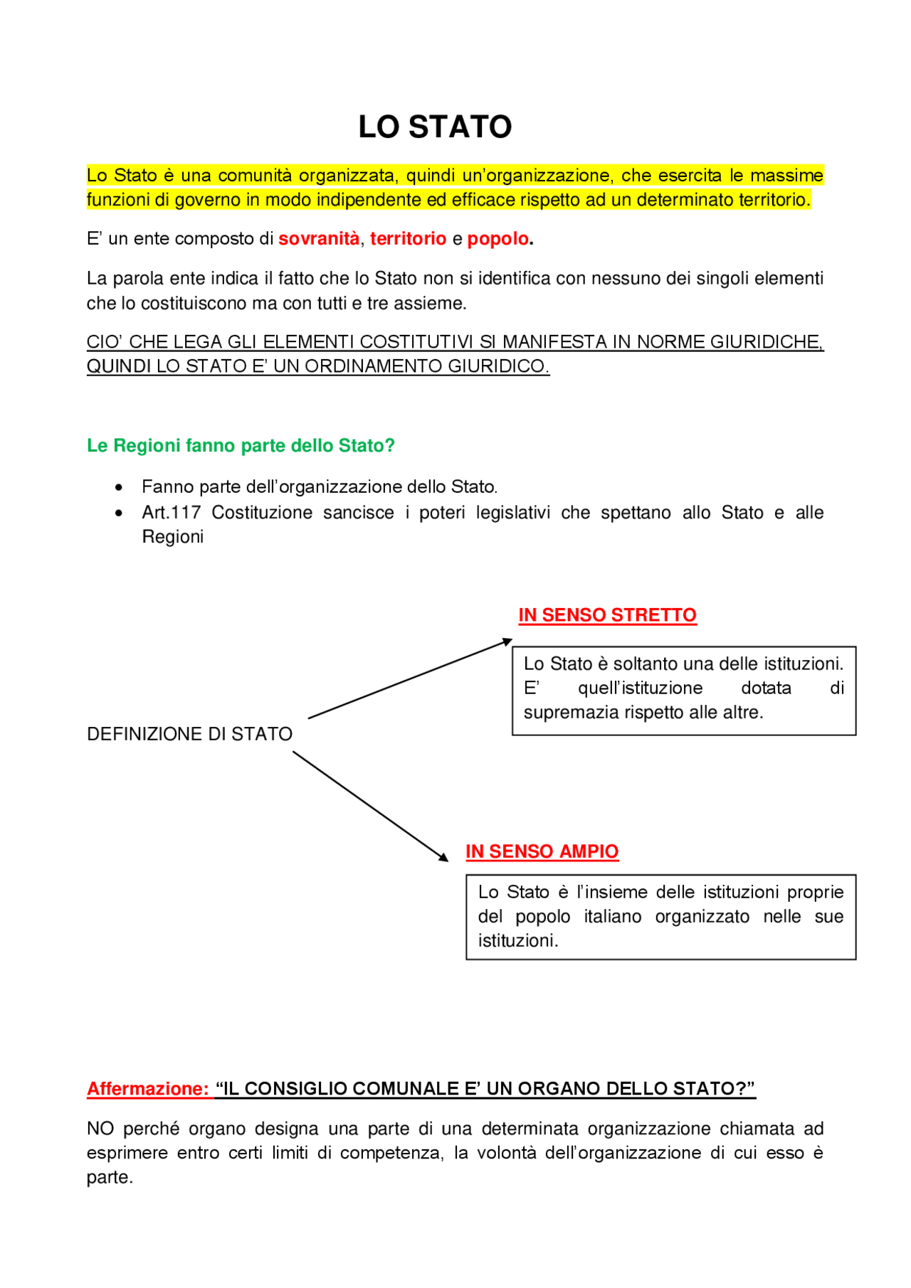 Lo Stato-Manuale di diritto pubblico - Docsity