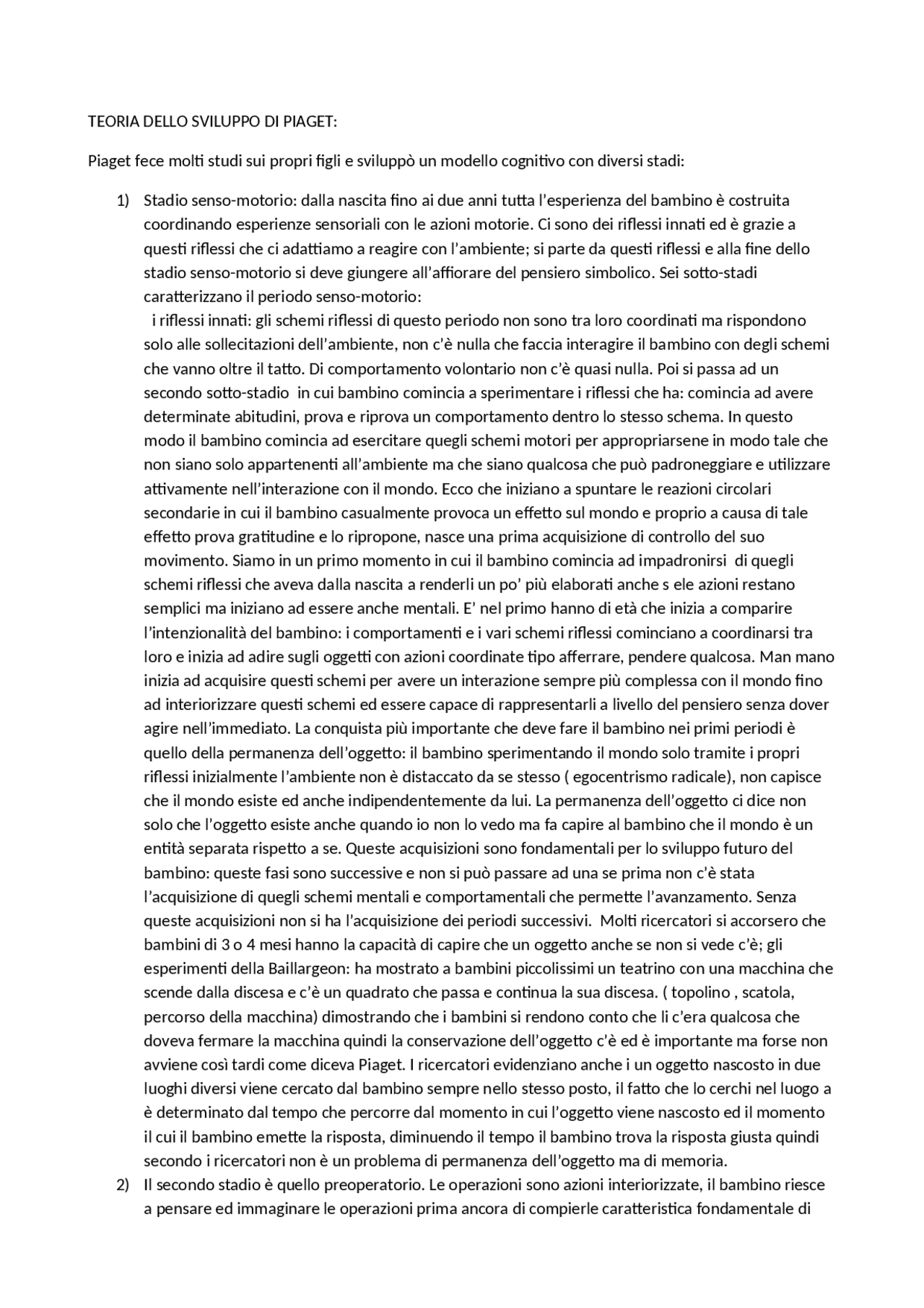 Appunti Su Jean Piaget Docsity