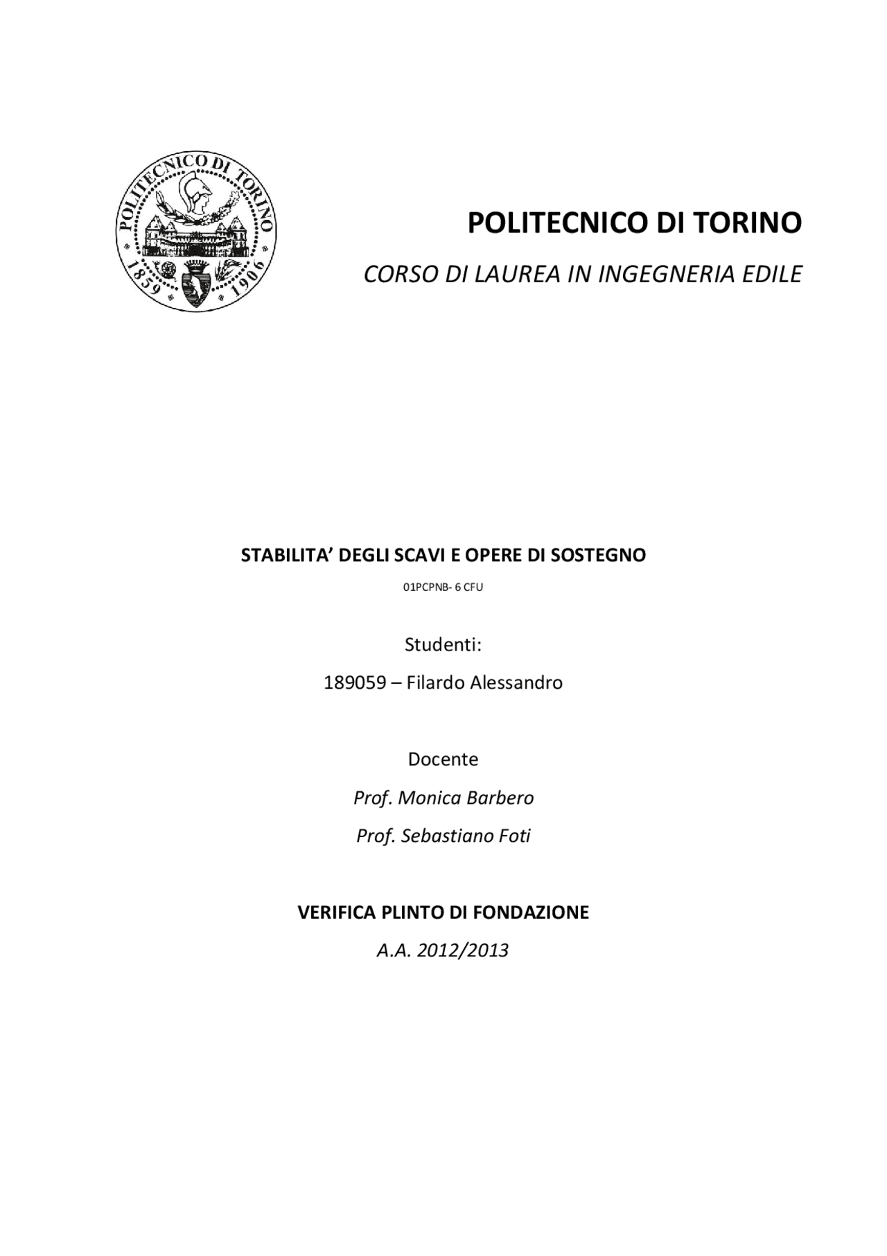 Il plinto (Tecnica delle costruzioni I) - Docsity