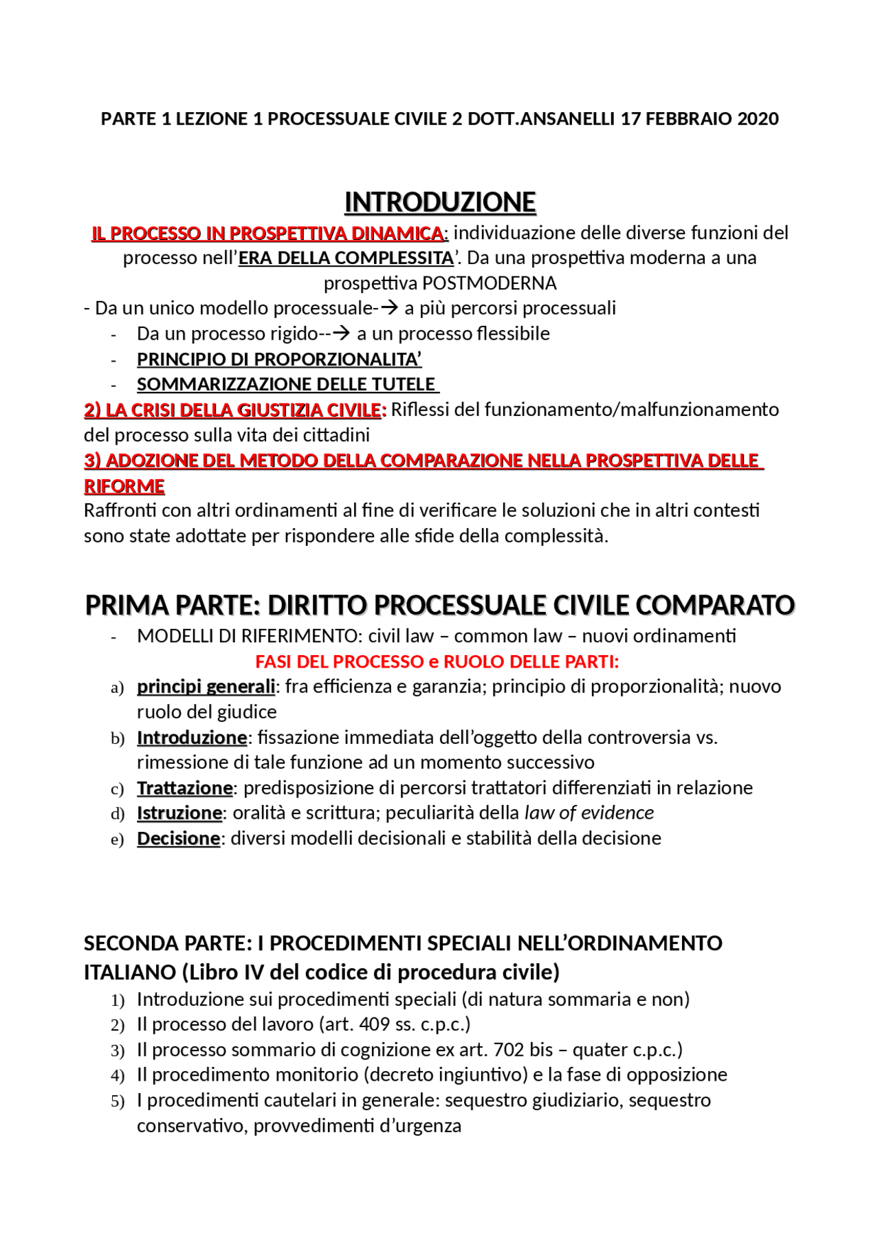 Diritto processuale civile 1 Ansanelli - Docsity