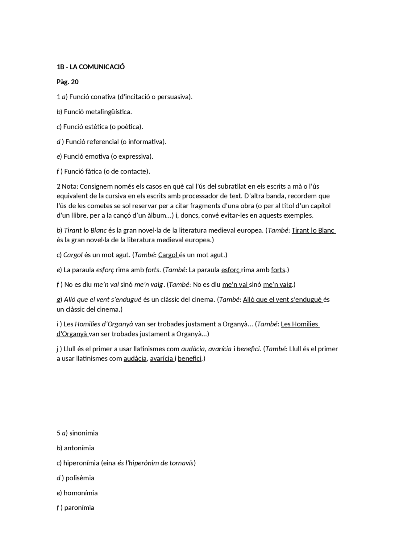 Ejercicios Para Catalán Docsity