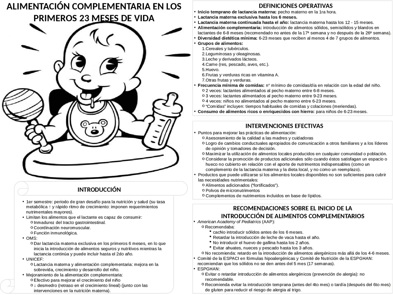 Alimentacion complementaria, primeros 23 meses de vida - Docsity