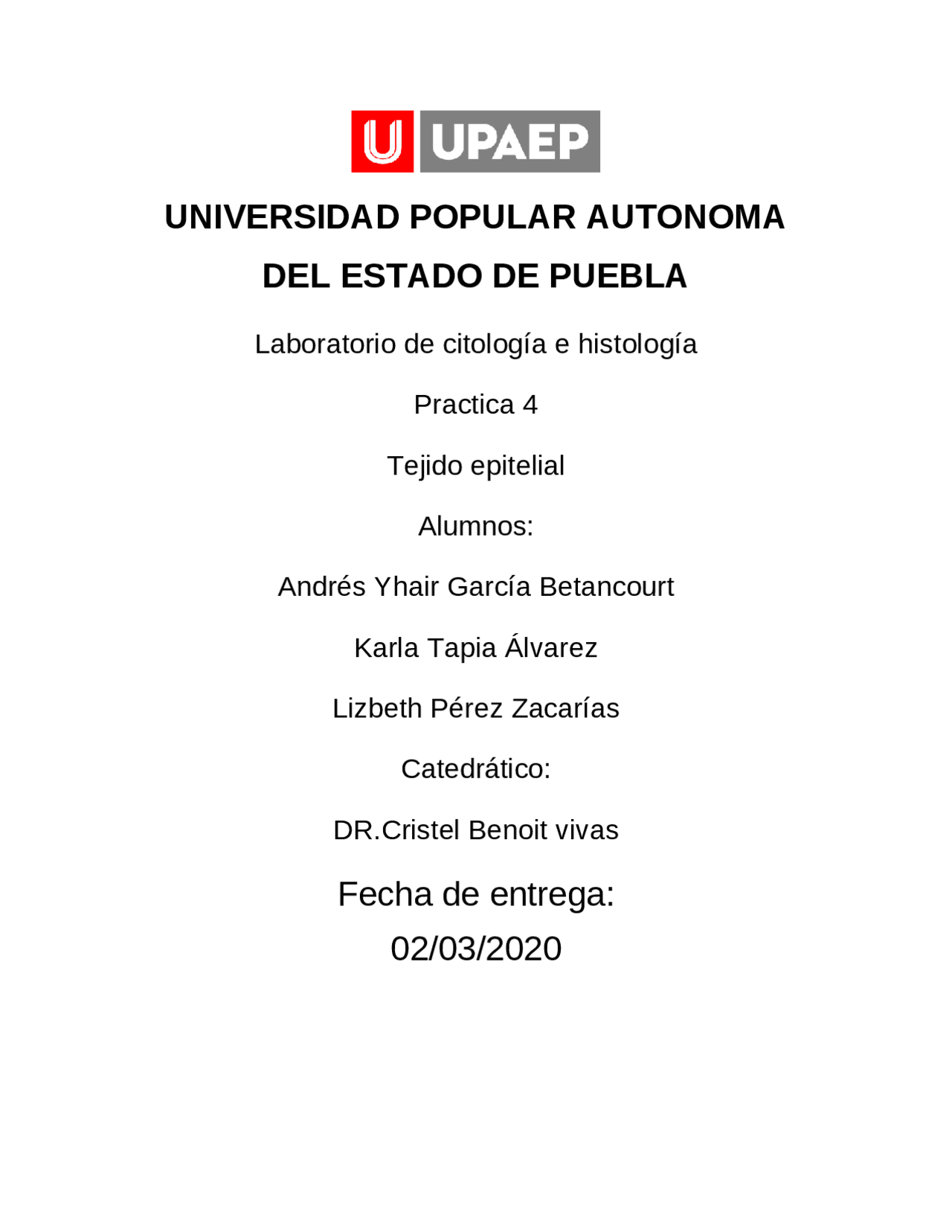 Practica De Epitelios De Revestimiento Guías Proyectos