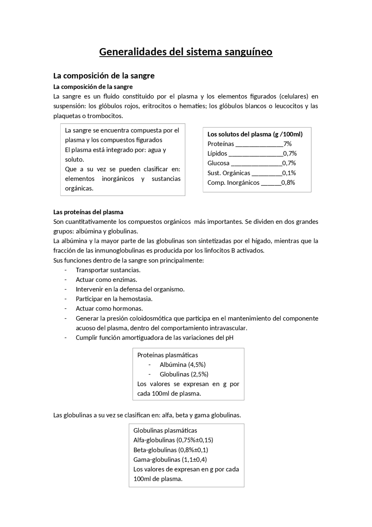 Fisiologia De La Sangre Apuntes Docsity