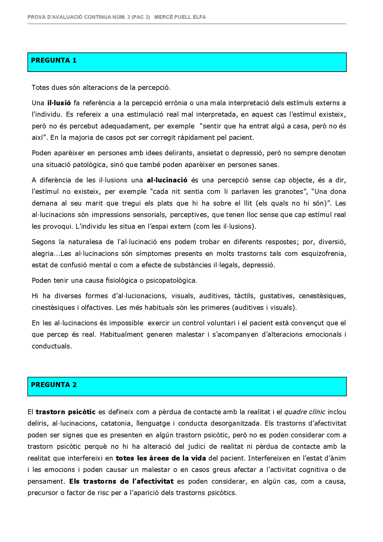 Psicopatologia Adults Pac2 Ejercicios De Psicopatología Docsity