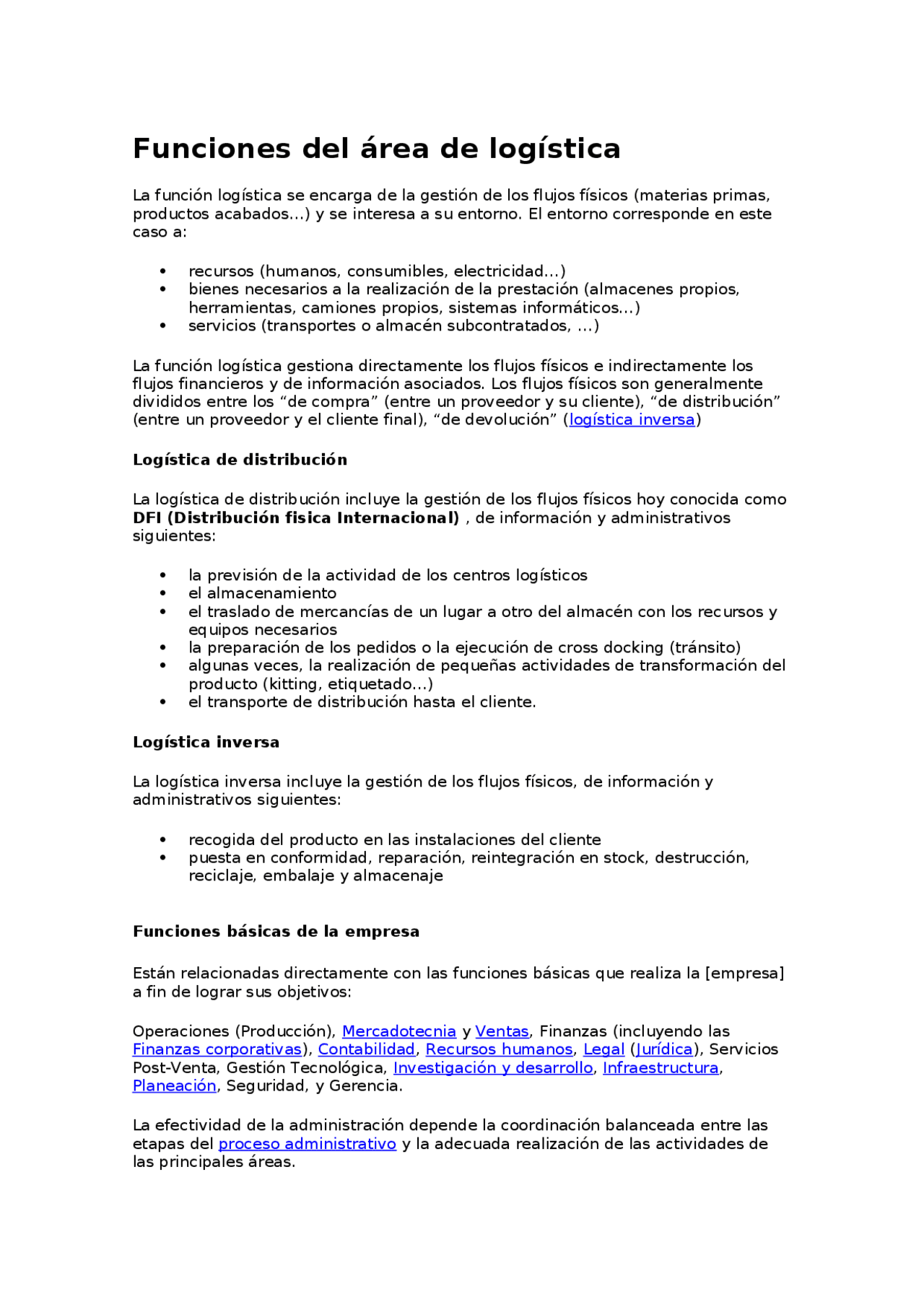 Logistica En Carrera De Administracion Resúmenes De Logística Docsity