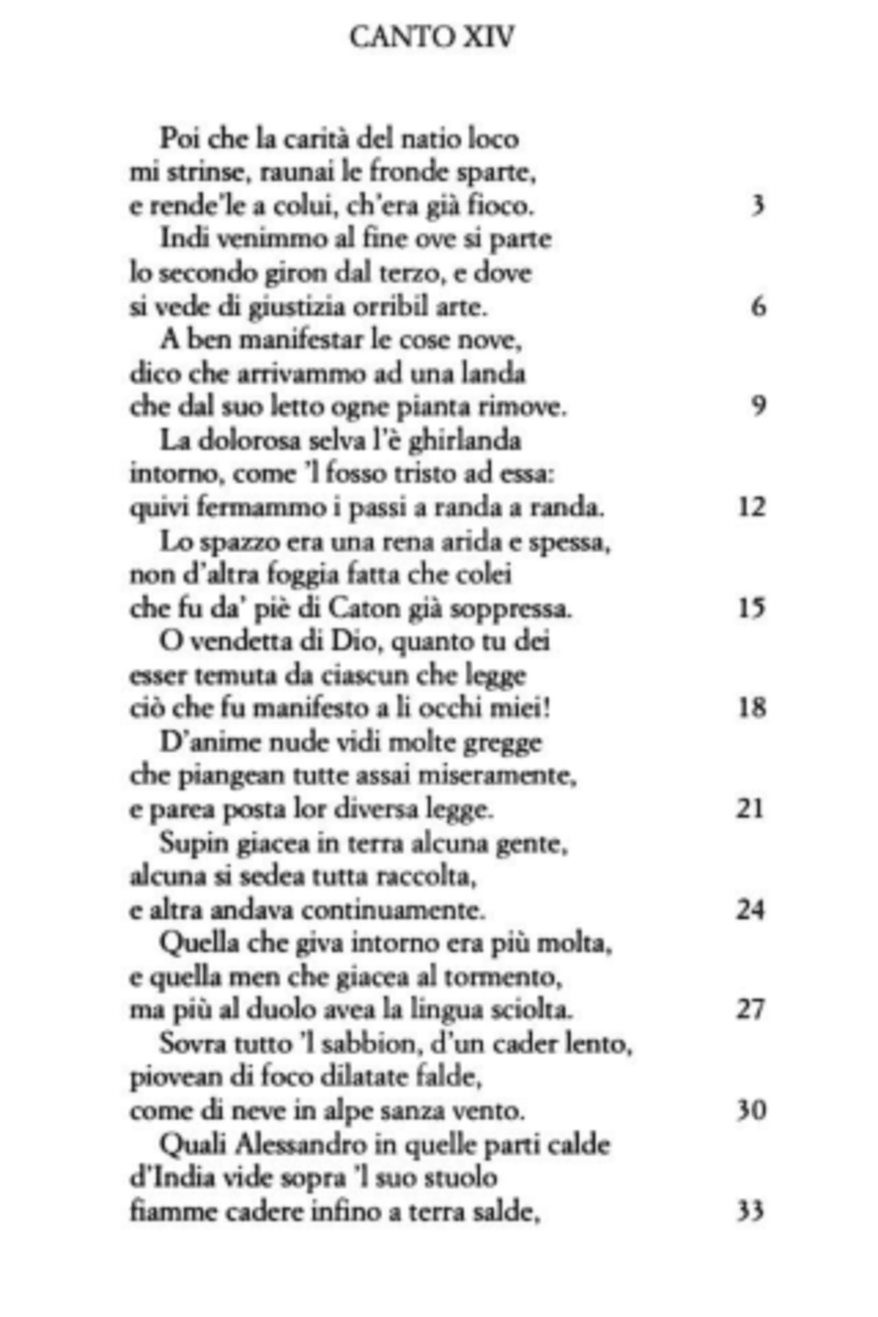 Testo canto 14° Dante Divina Commedia - Docsity