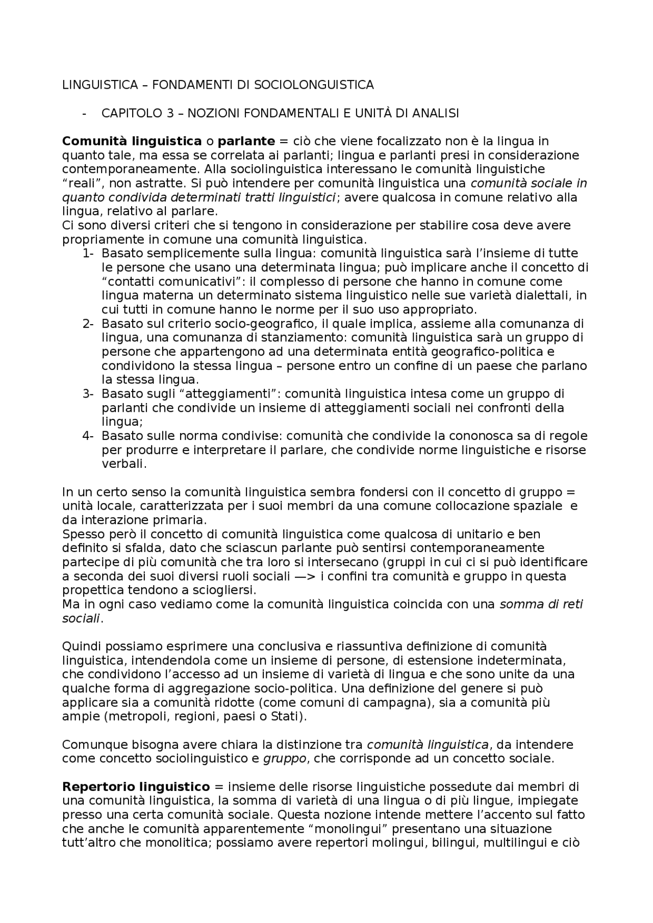 Fondamenti Di Sociolinguistica Docsity