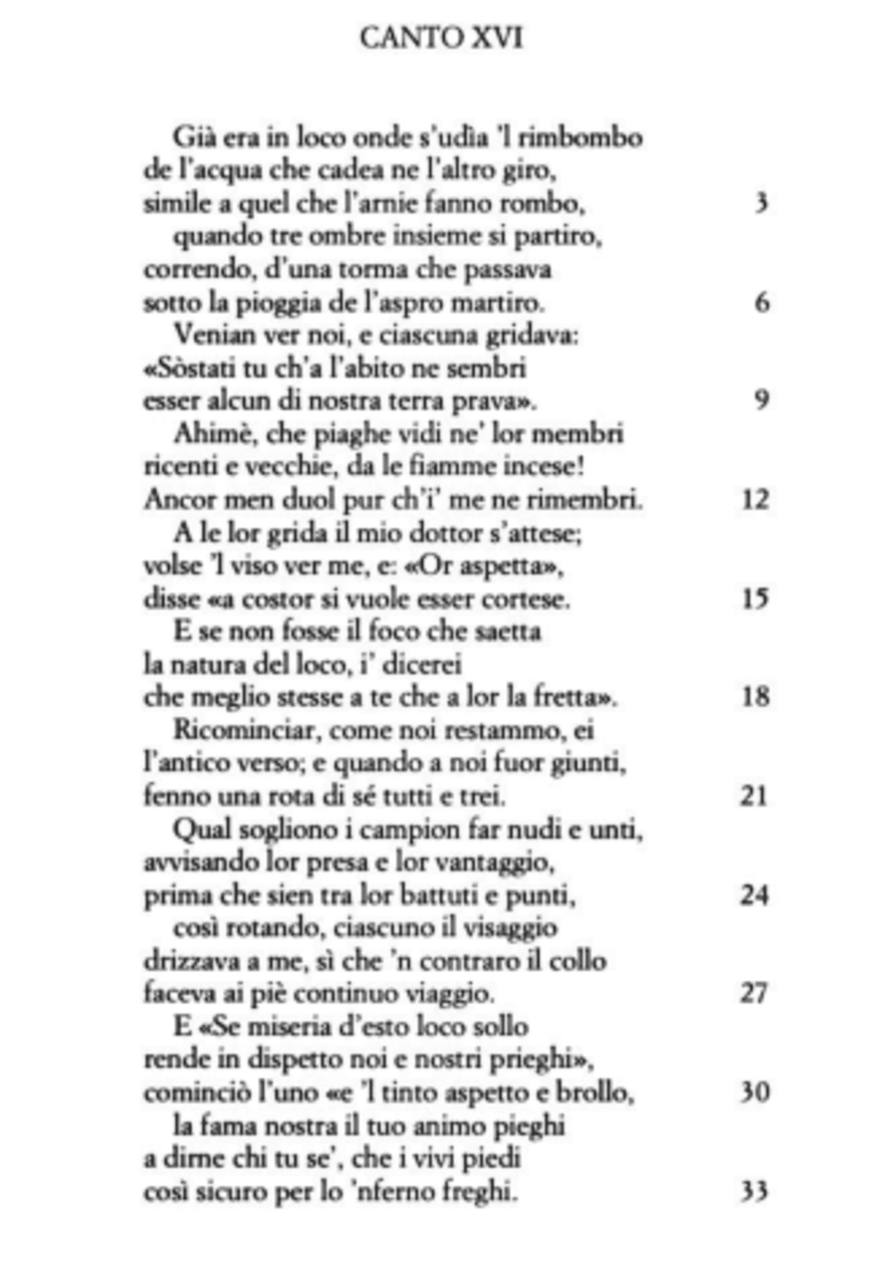 Testo Canto16° Dante Divina Commedia Docsity