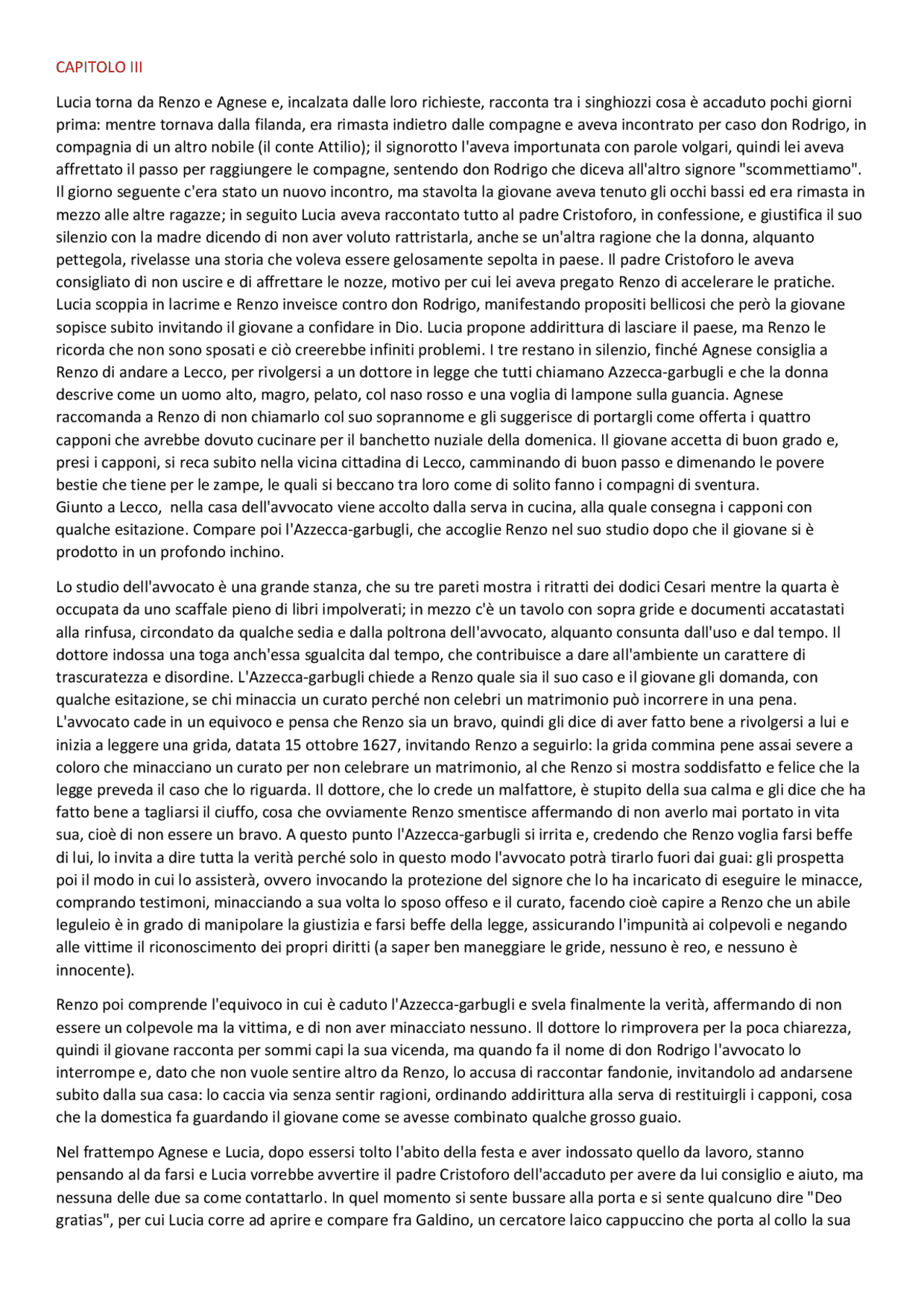 Riassunto Cap3 Promessi Sposi Docsity
