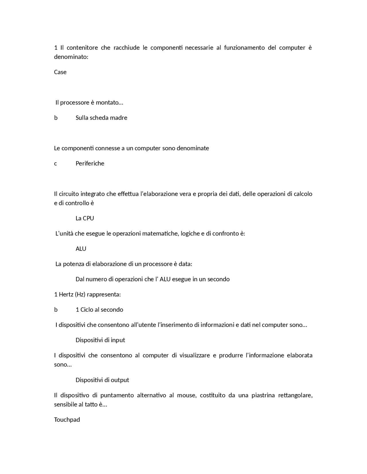 Domande E Risposte Test Informatica Uni Pegaso Dispense Di Elementi
