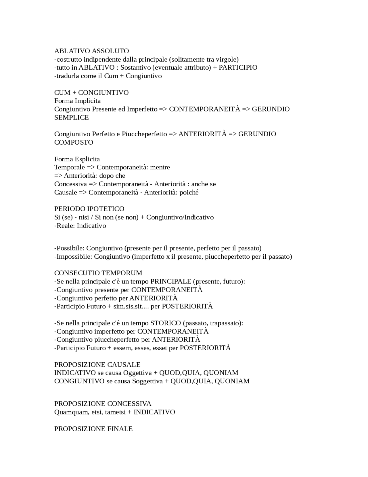 Subordinate latino schema - Docsity