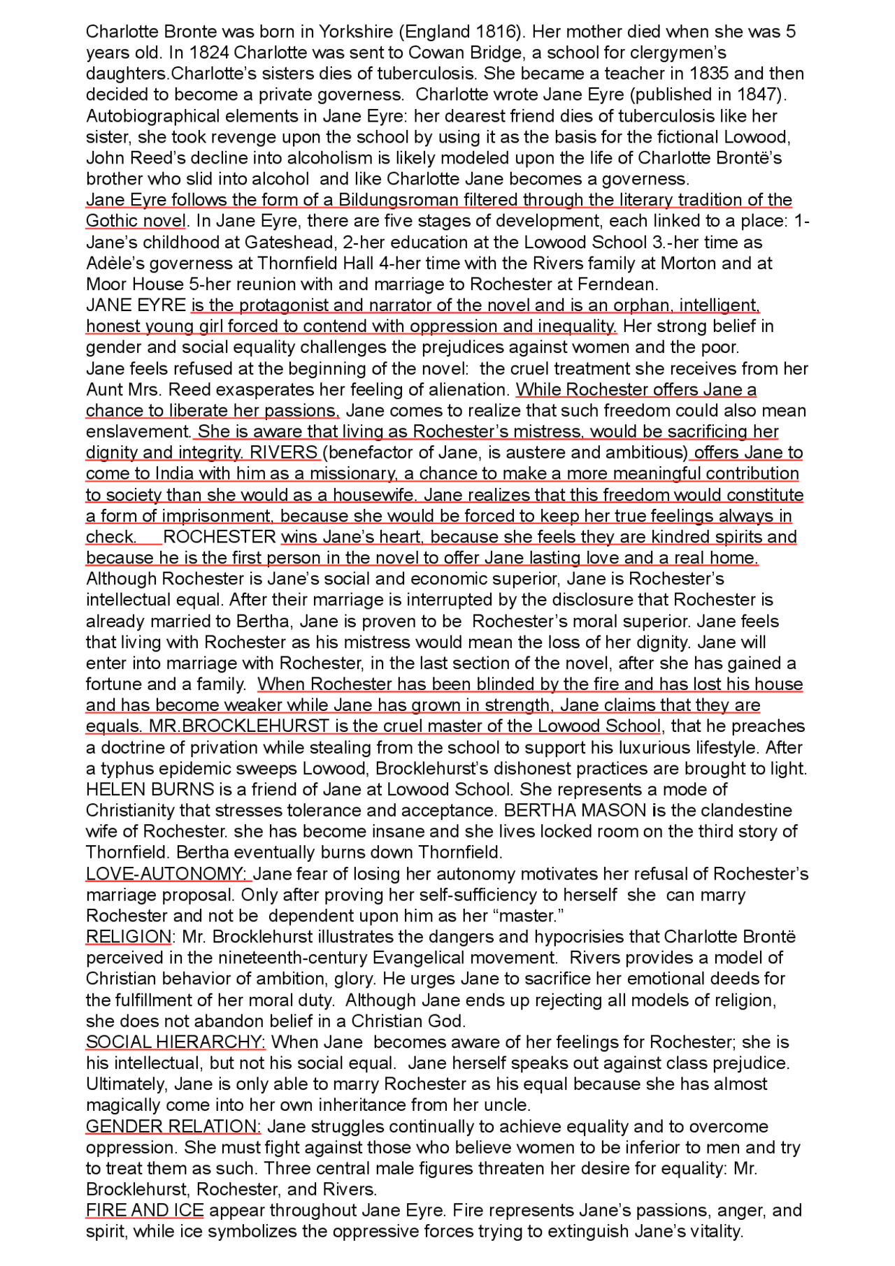 CHARLOTTE BRONTE, DAFFODILS - Docsity