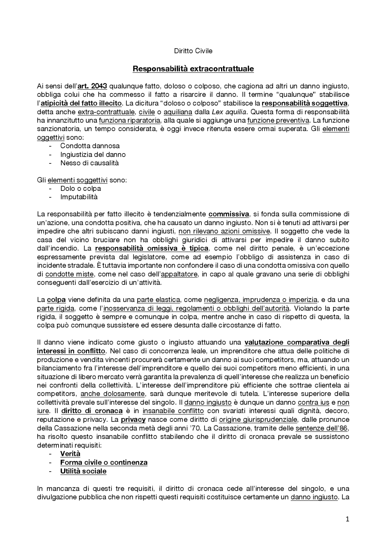 Diritto Civile Modulo 1 Docsity