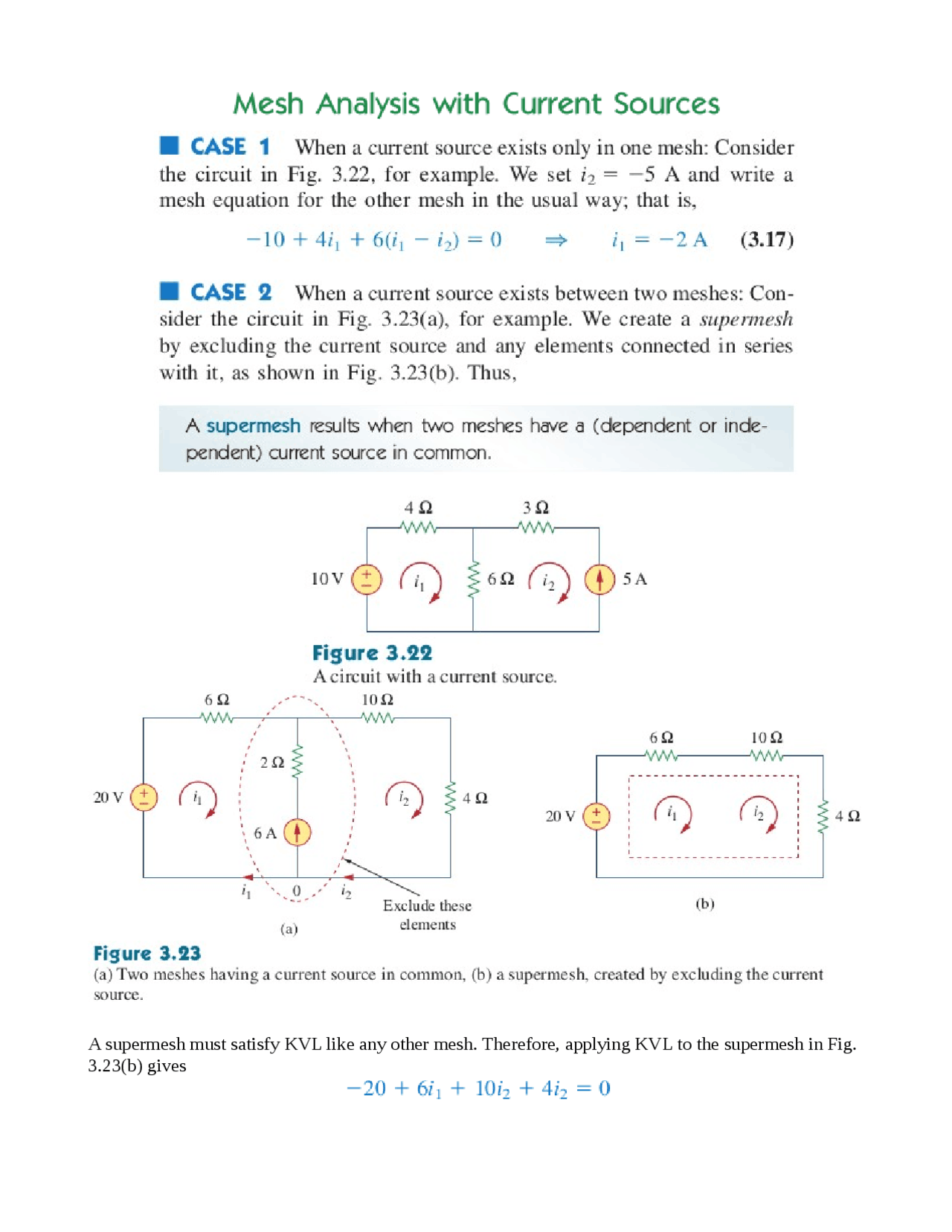 Mesh Analysis With Current Sources Docsity