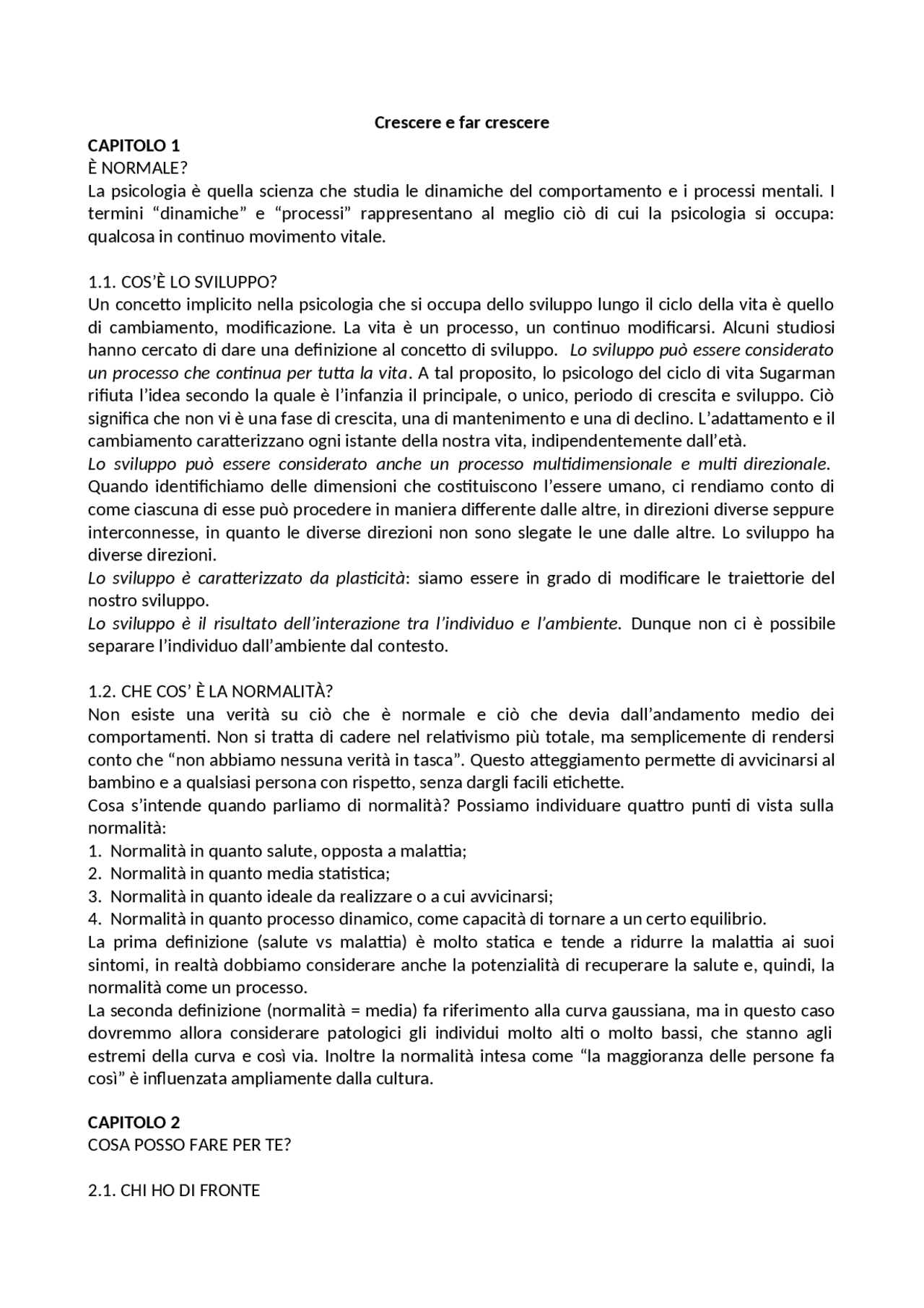 Crescere E Far Crescere Docsity
