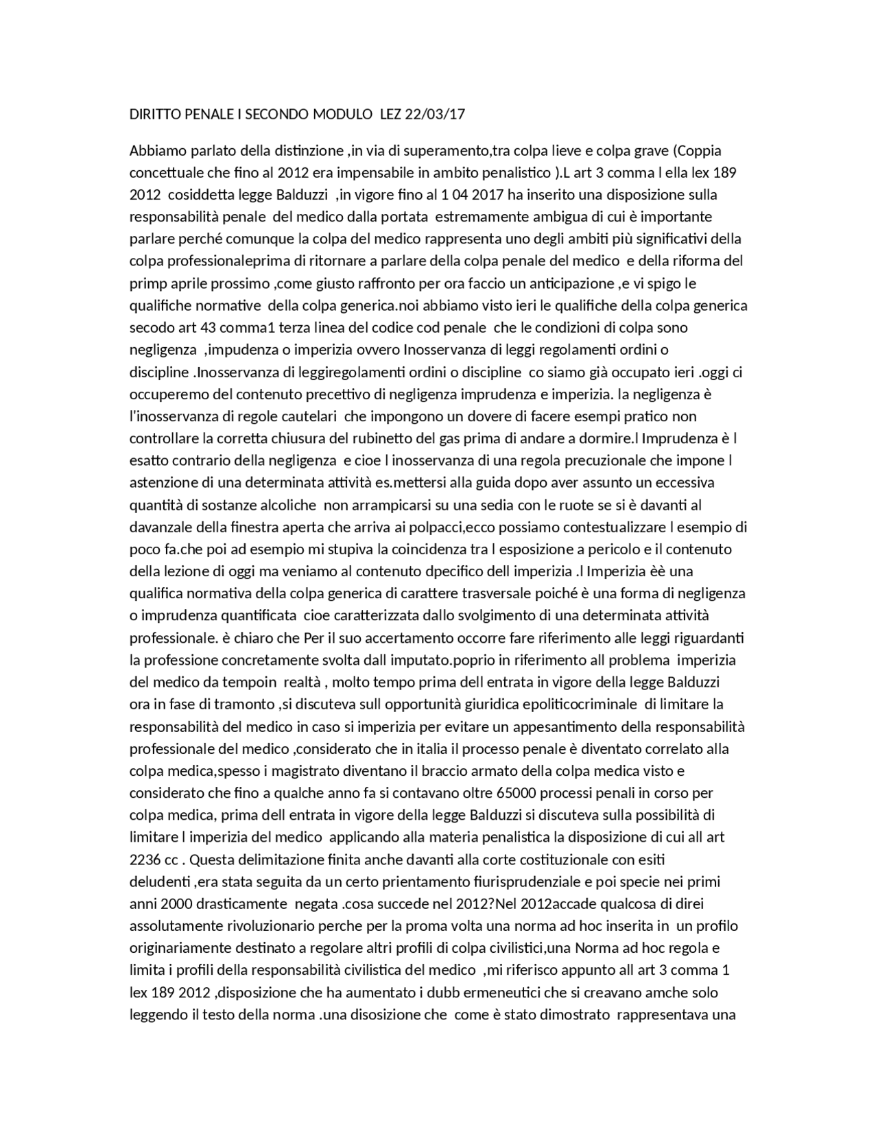 Legge Balduzzi - responsabilità medica - Docsity