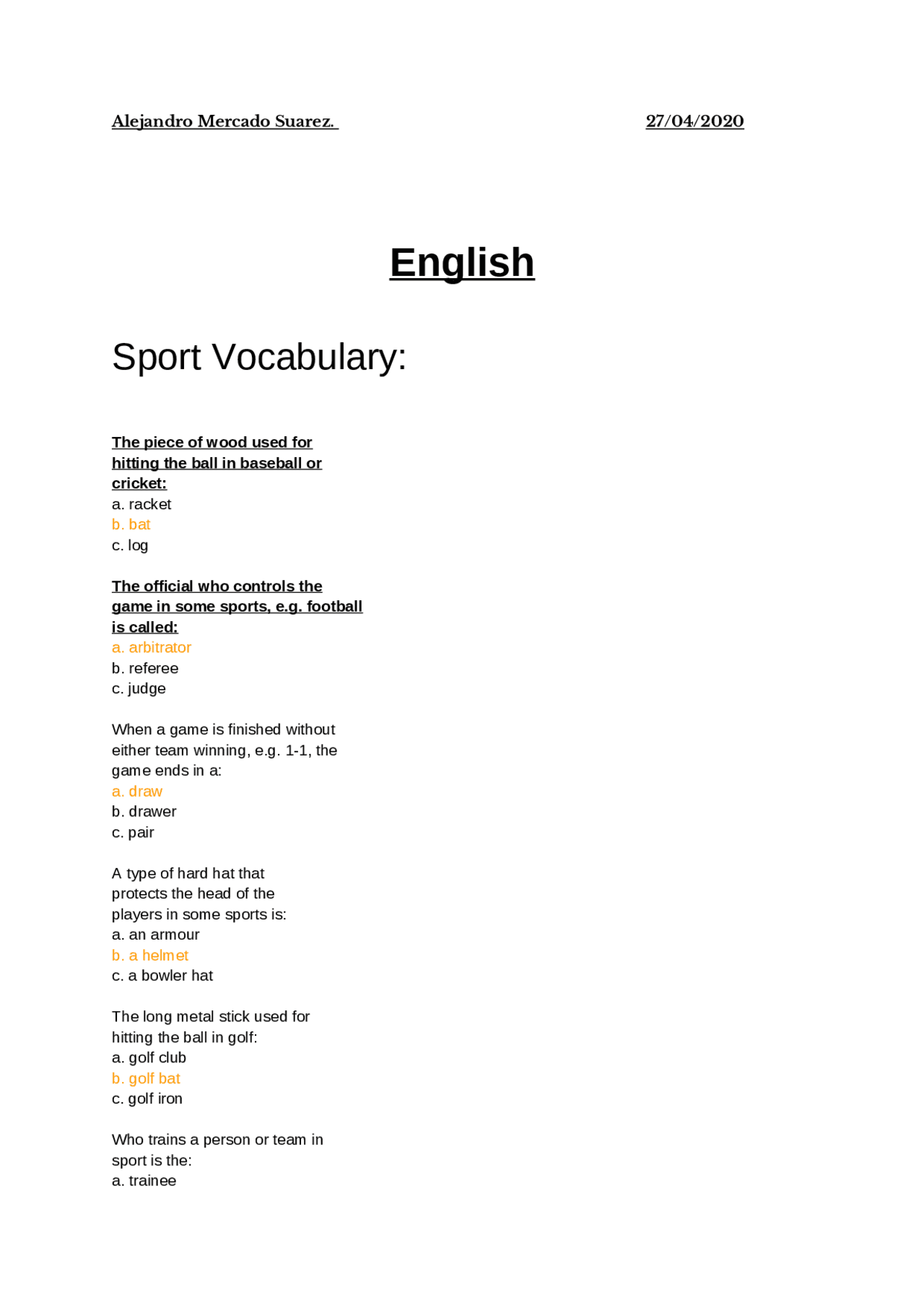 Ejercicios De Ingles Docsity