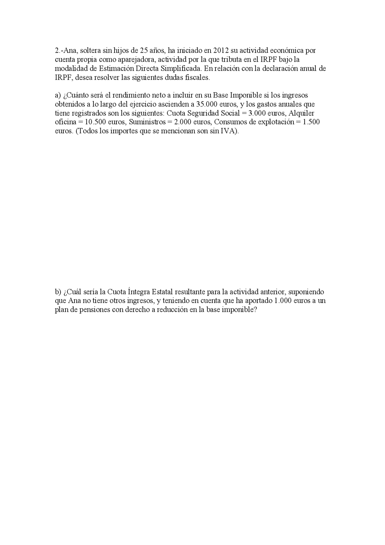 Irpf Fiscal Universidad Ejercicios De Economía Docsity