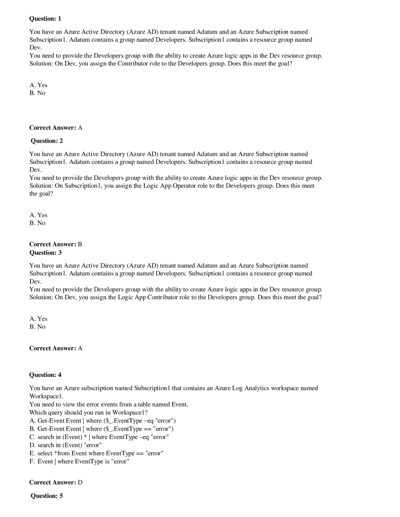 Microsoft Azure Exam - Docsity