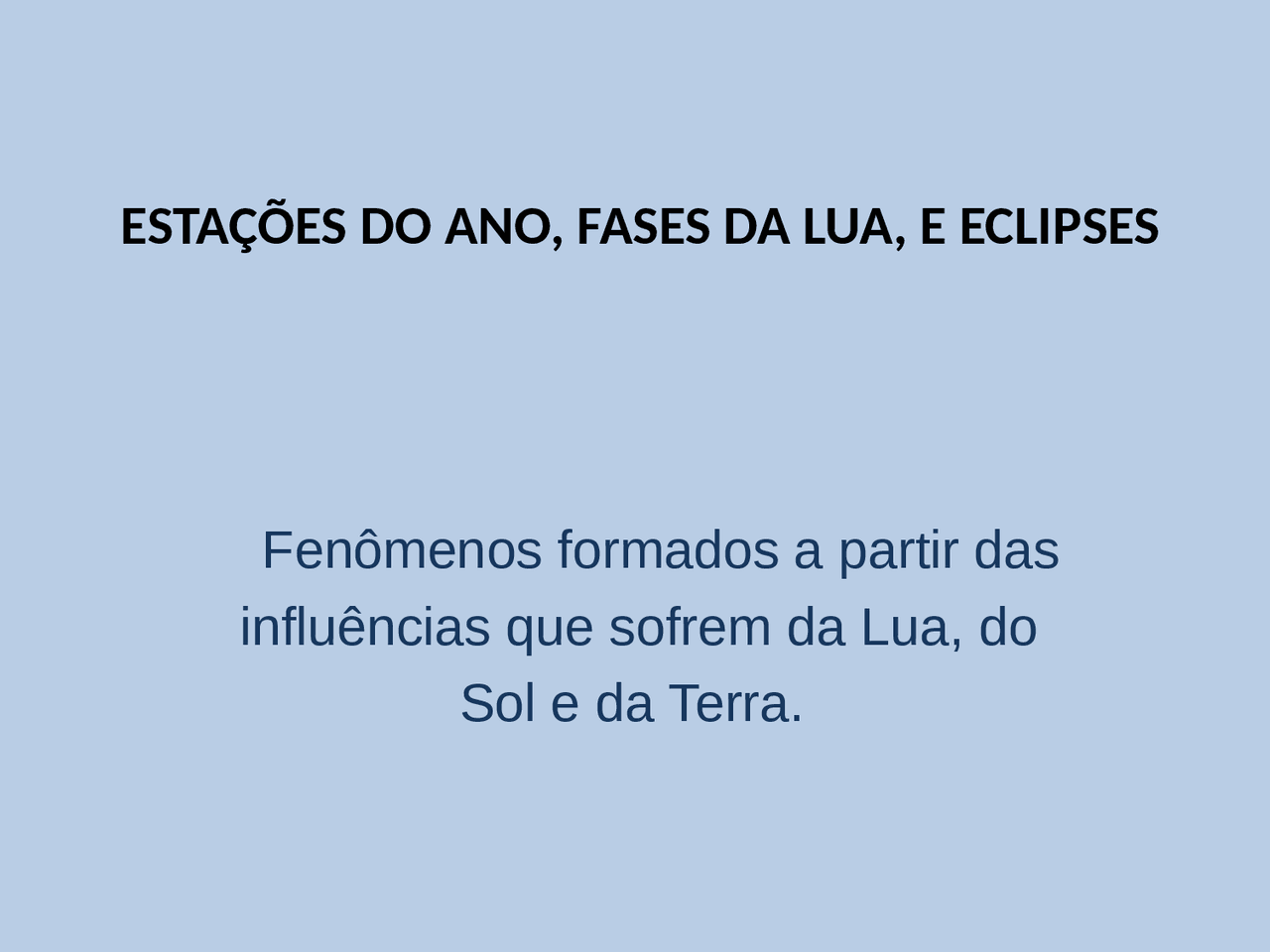 ESTAÇÕES DO ANO, FASES DA LUA, E ECLIPSES - Docsity