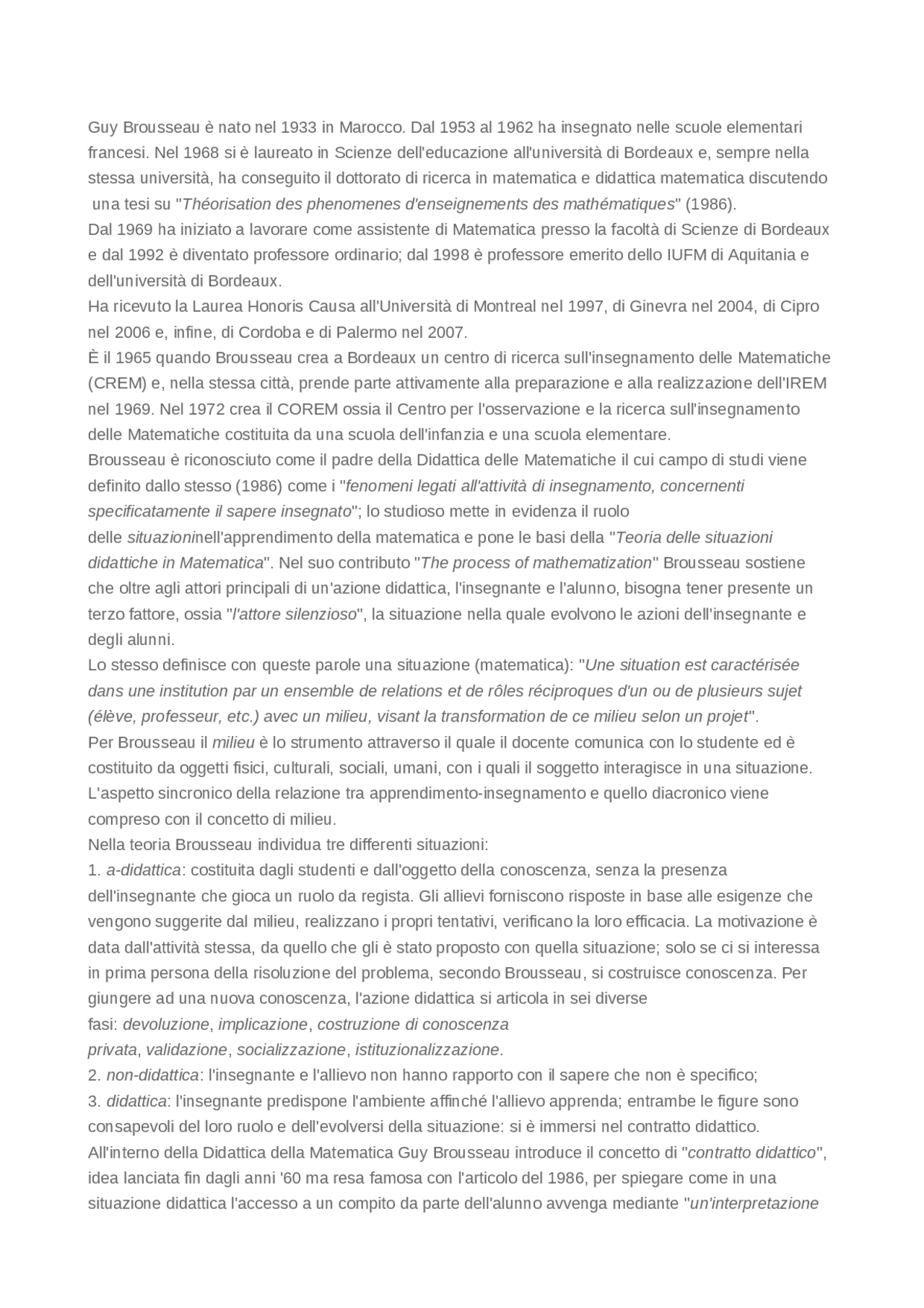 La Vita E Opere Di Guy Brosseau Docsity