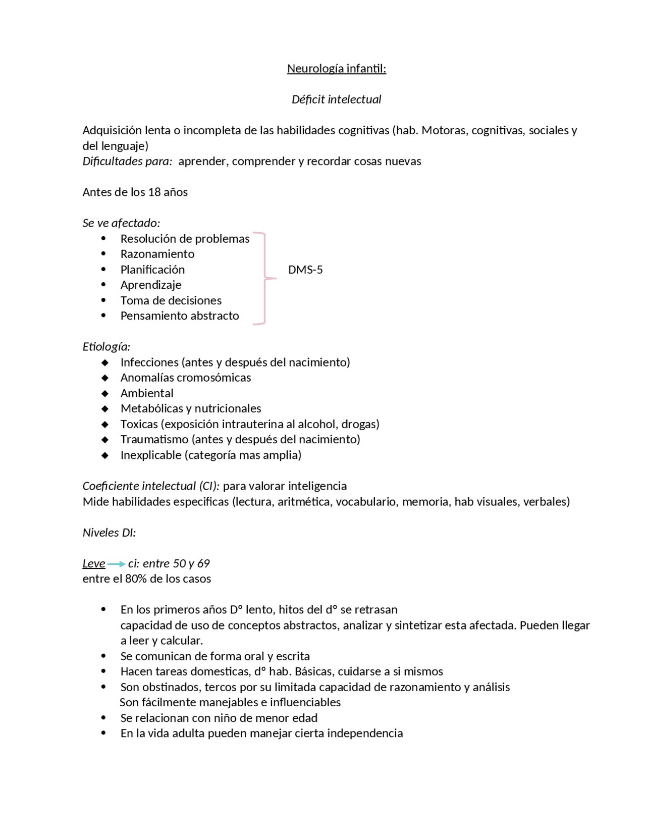 Neurologia Infantil Docsity