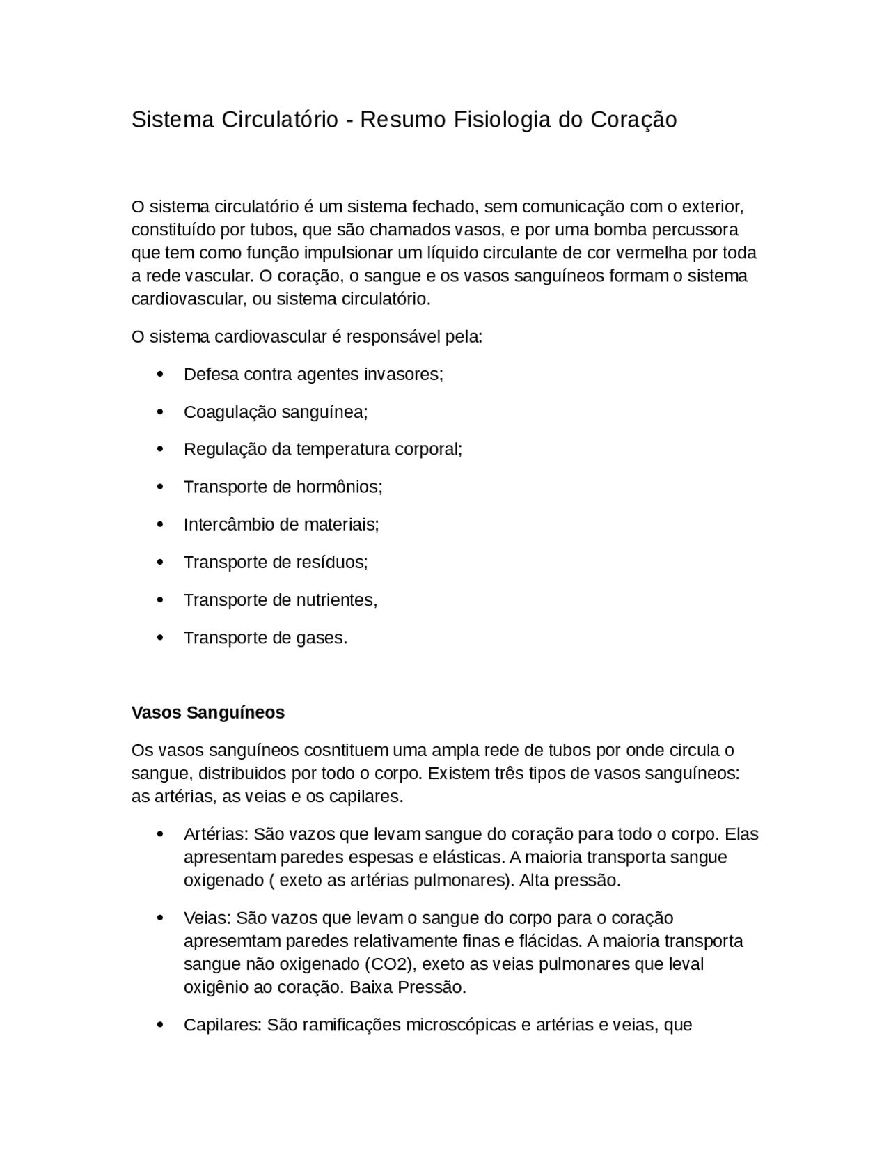 Sistema Cardiovascular Docsity