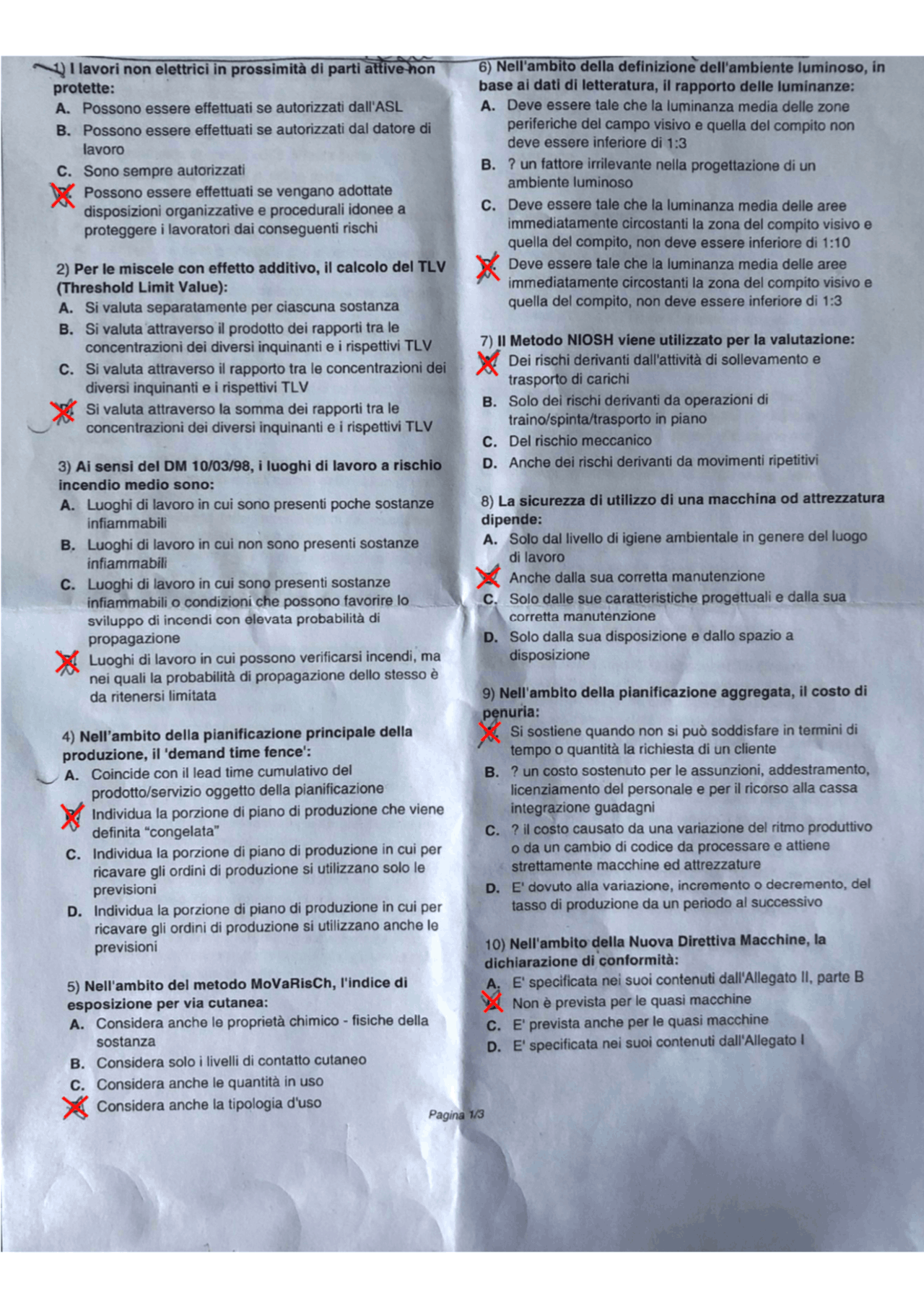 Gestione E Sicurezza Degli Impianti Industriali Tracce Esame Docsity