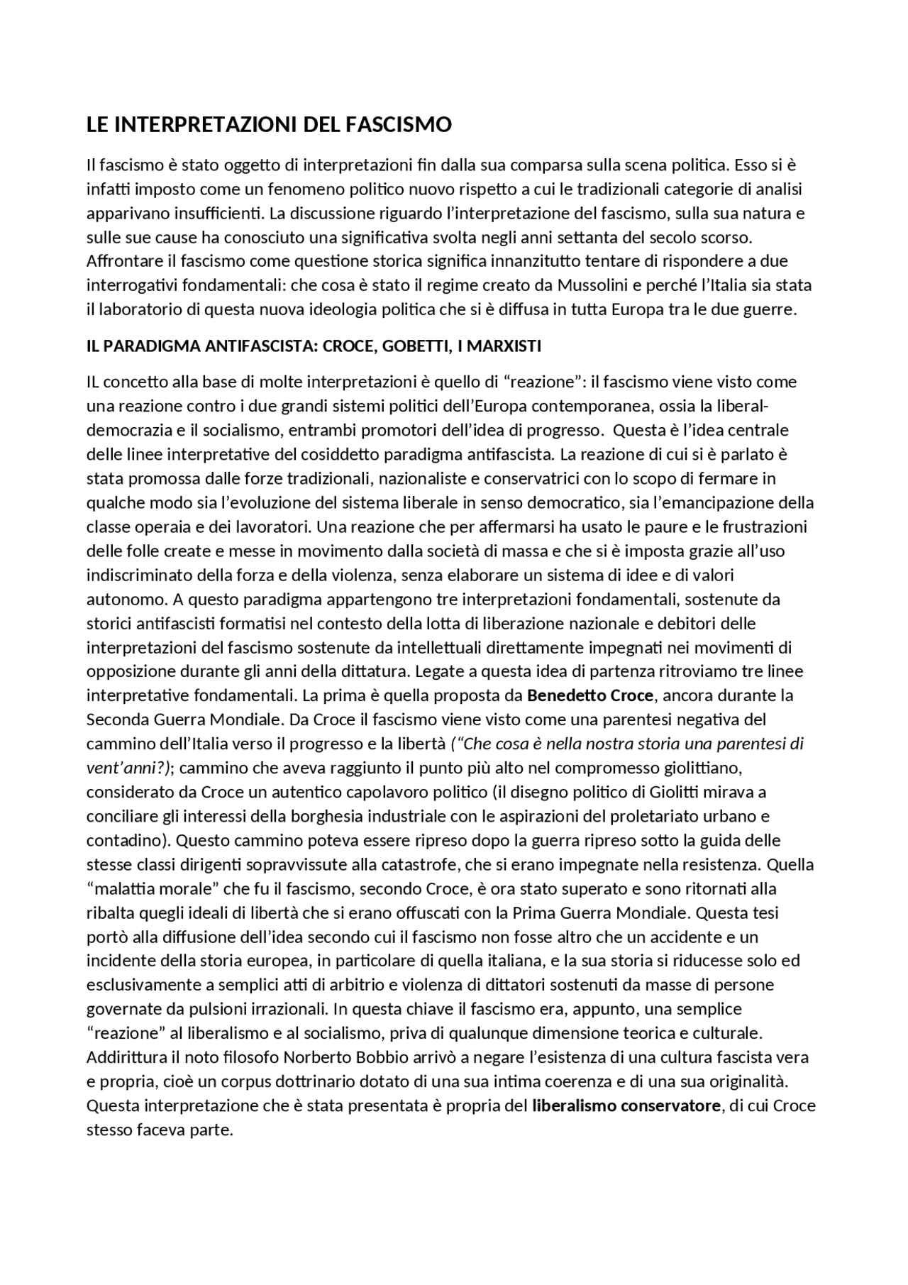 Interpretazioni Del Fascismo Docsity