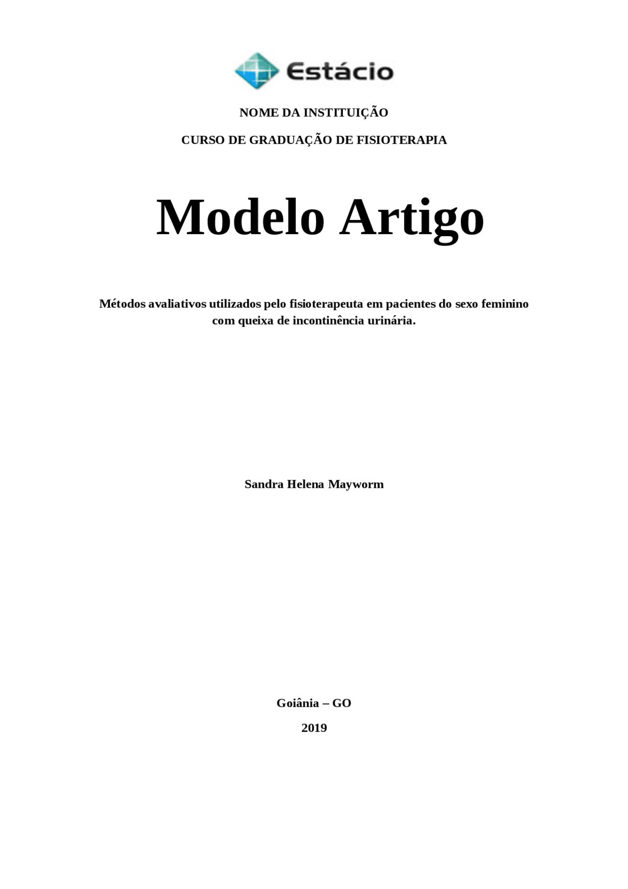 Modelo Formatado De Tcc Docsity