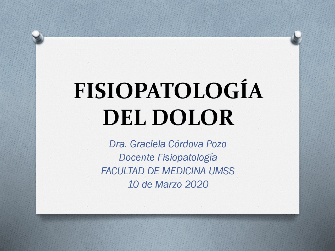 Fisiopatologia Del Dolor Docsity