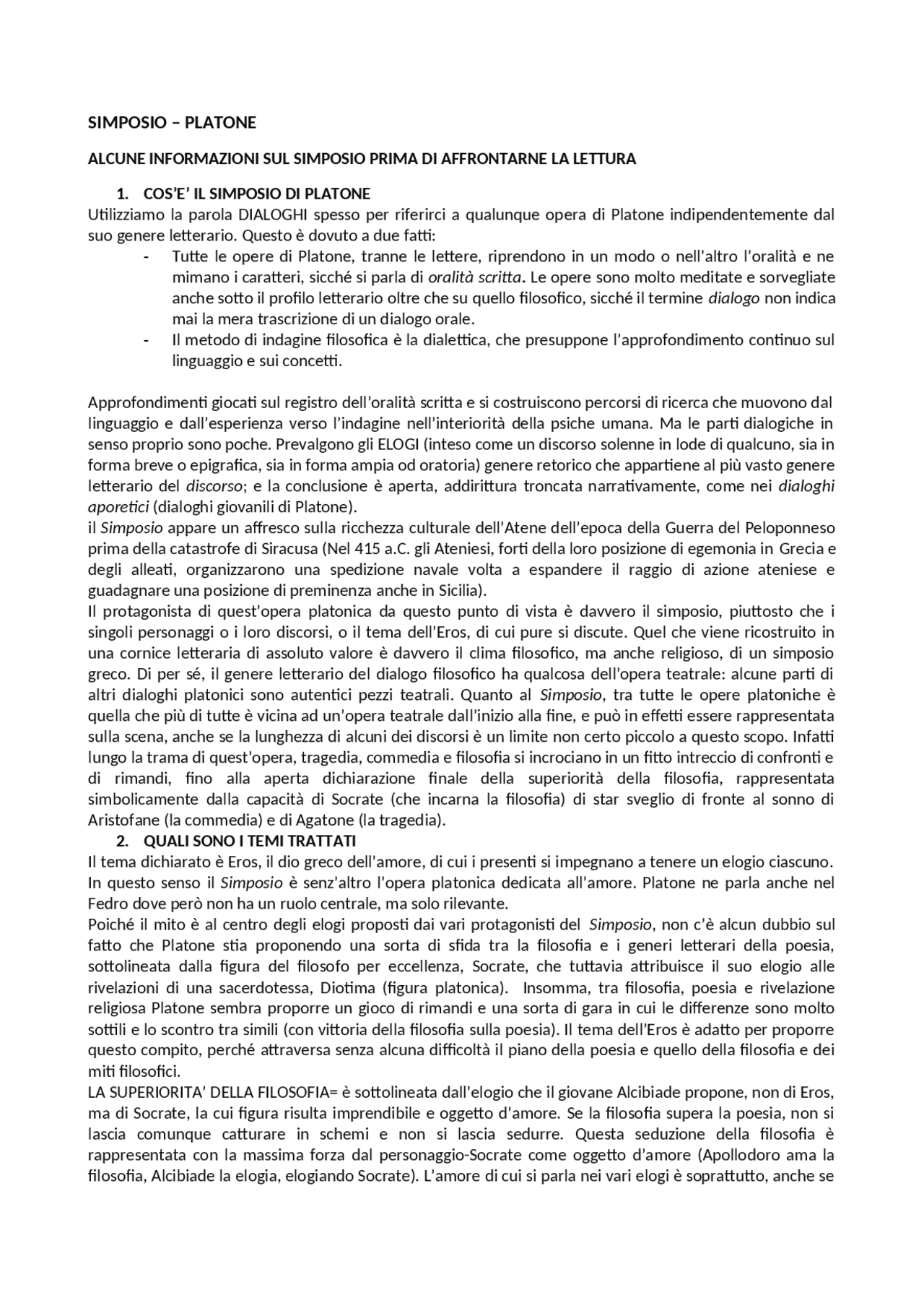 Il Simposio di Platone - Docsity