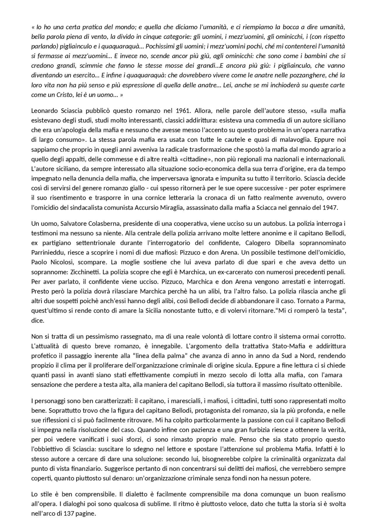 "Il giorno della civetta" - Docsity