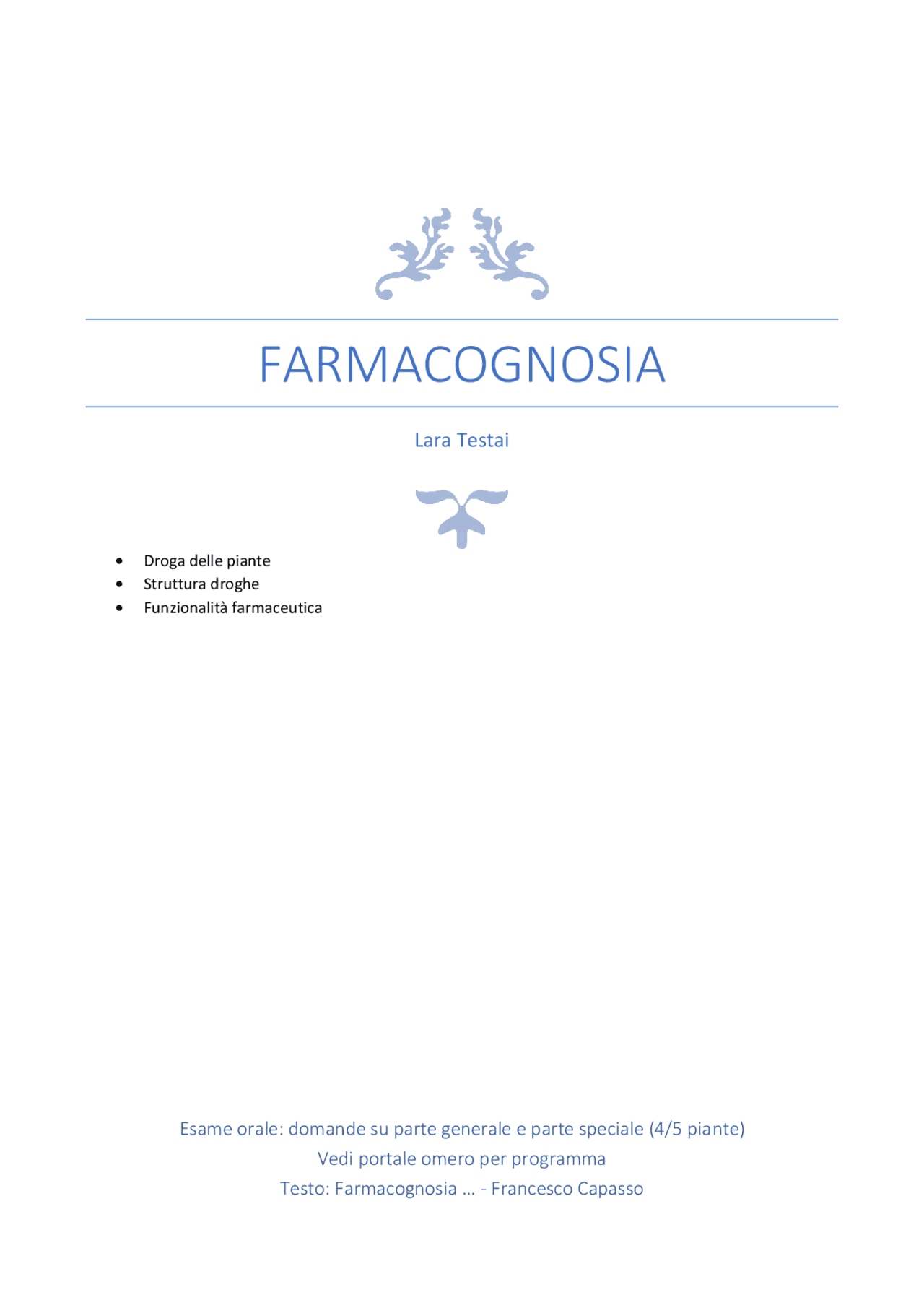 Farmacognosia Ctf Pisa Docsity