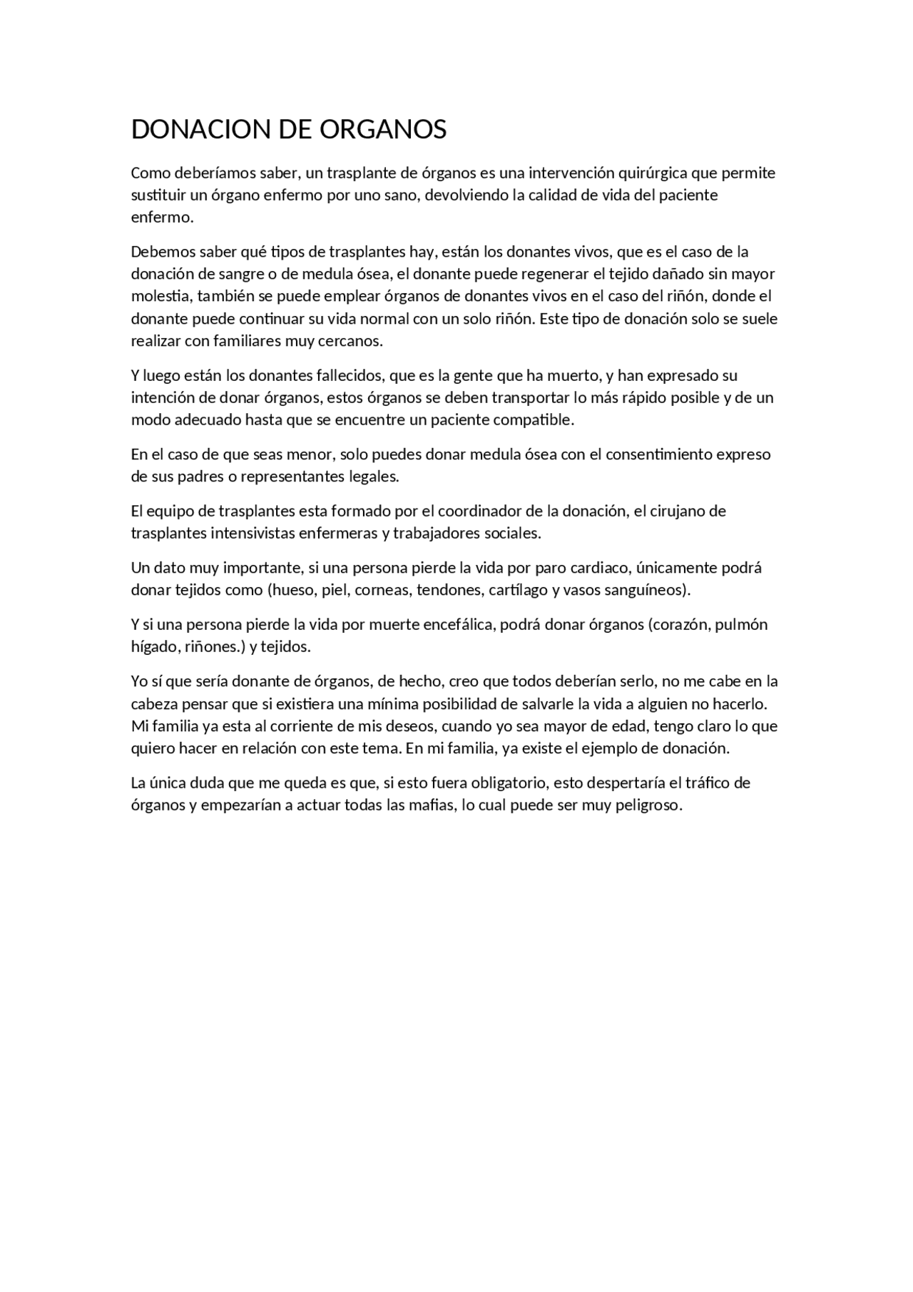 Donacion De Organos Apuntes Docsity