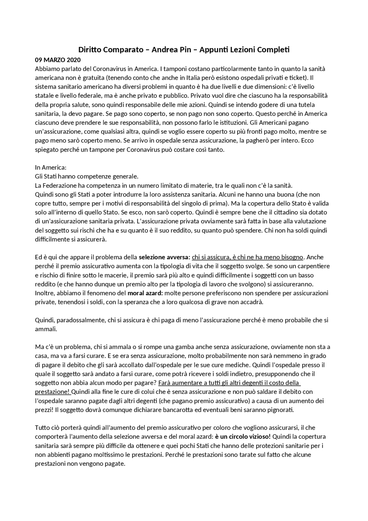 Diritto Comparato - Appunti completi di tutte le lezioni - Parte di ...