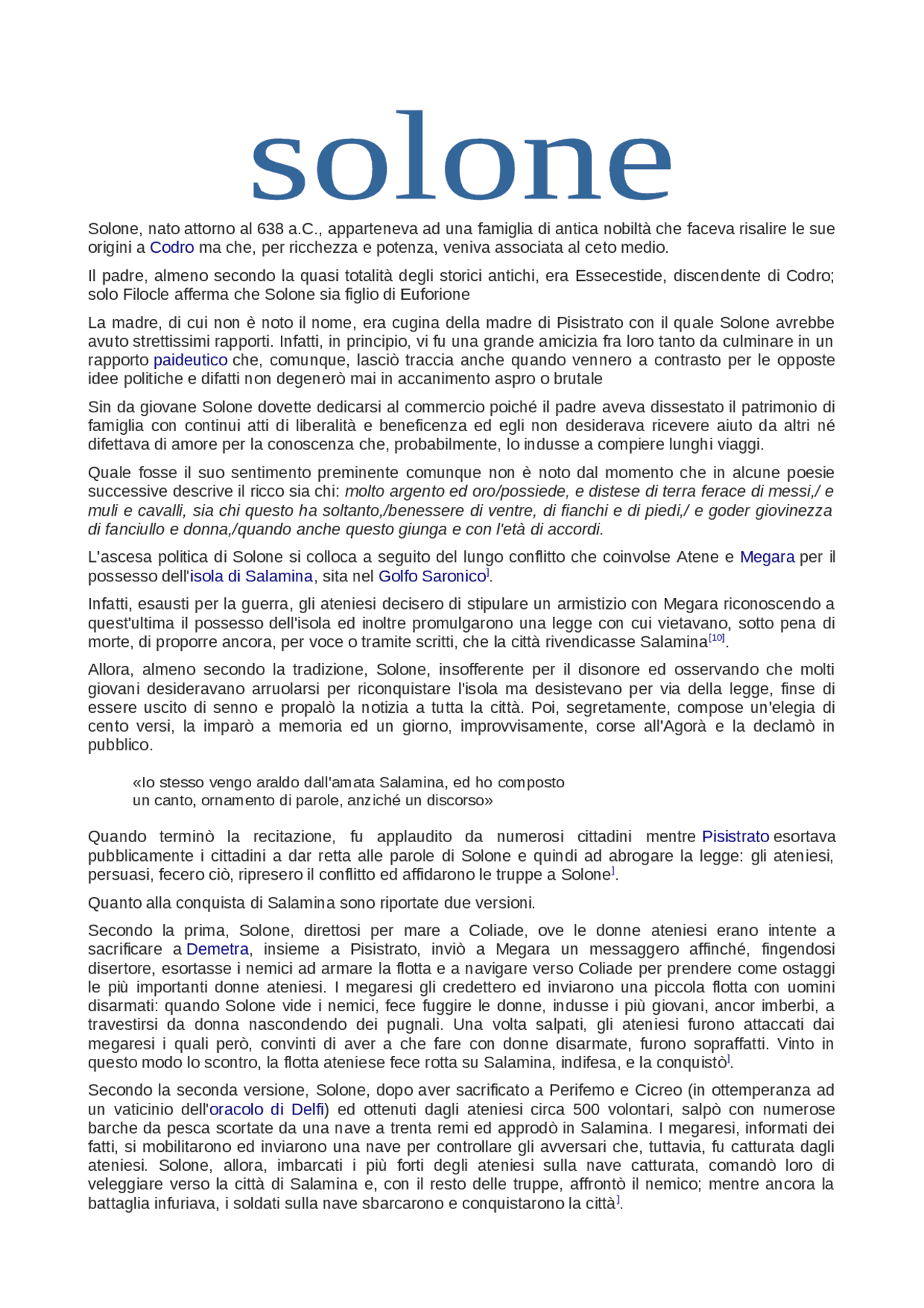 Solone , vita opere e politica - Docsity