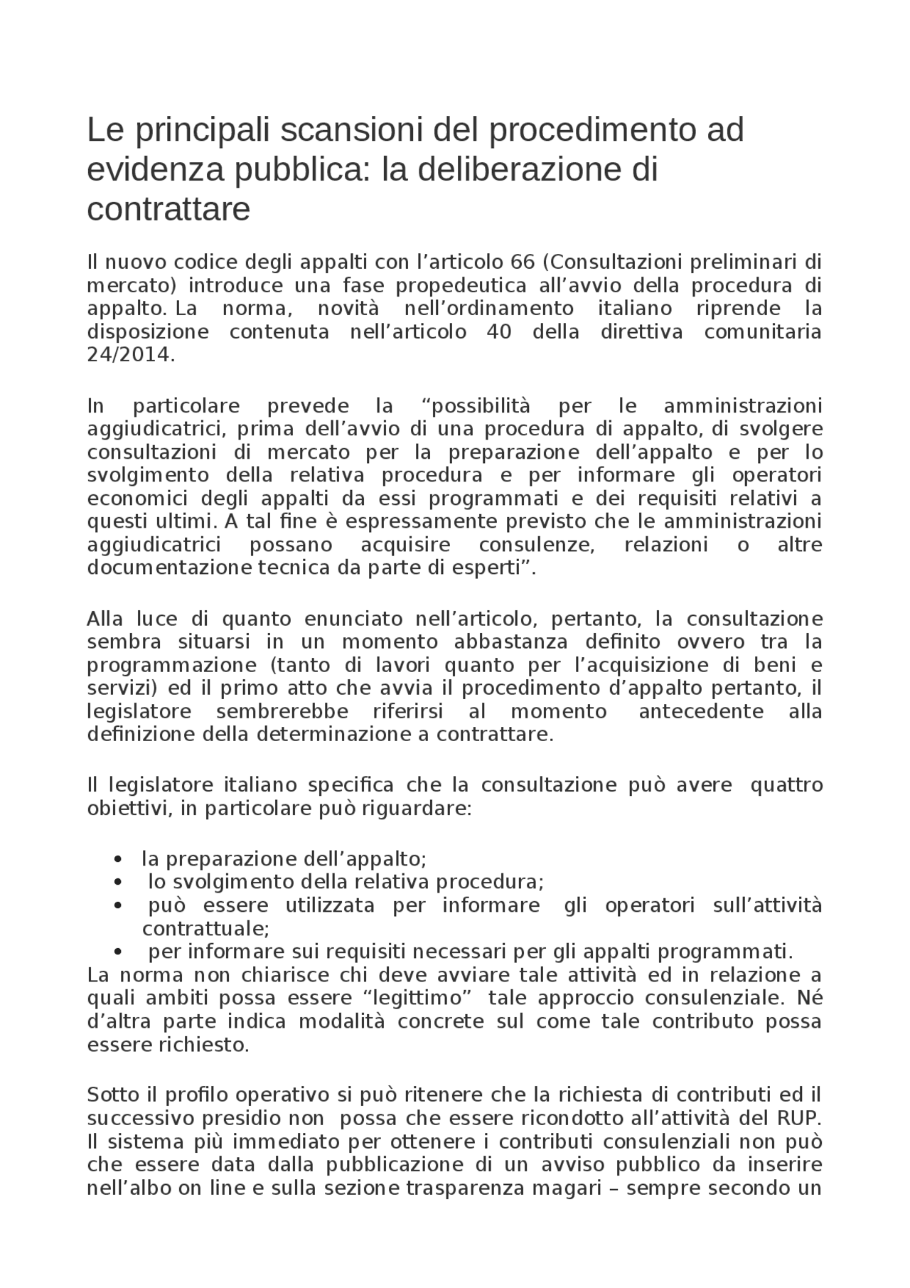 Le principali scansioni del procedimento ad evidenza pubblica - Docsity